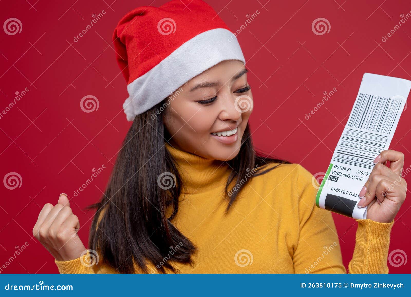 Cute Smiling Woman Holding a Barcode in Hands Stock Image - Image of ...