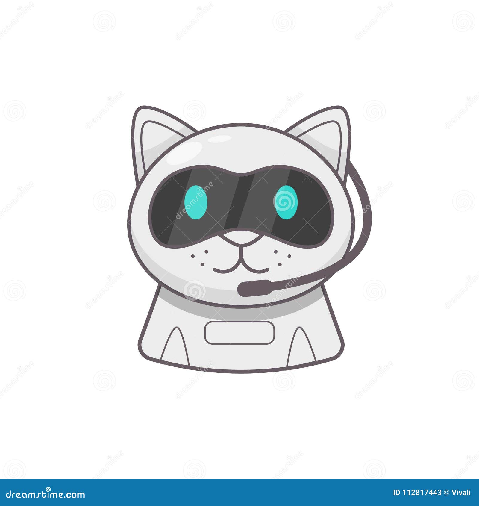 Futuristic Cat Machine Character. Virtual Chat Help Program. Cat Robot ...