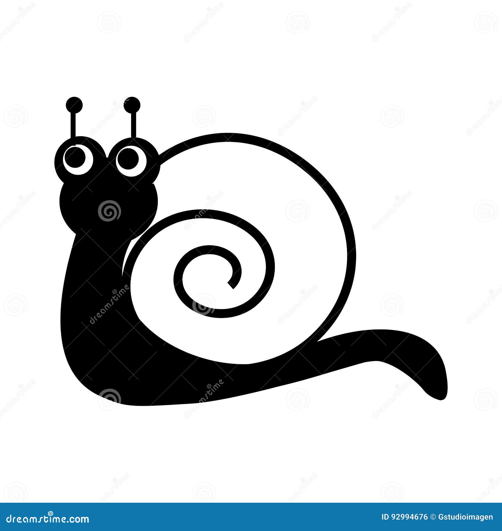 Cute snail comic character stock vector. Illustration of happy - 92994676