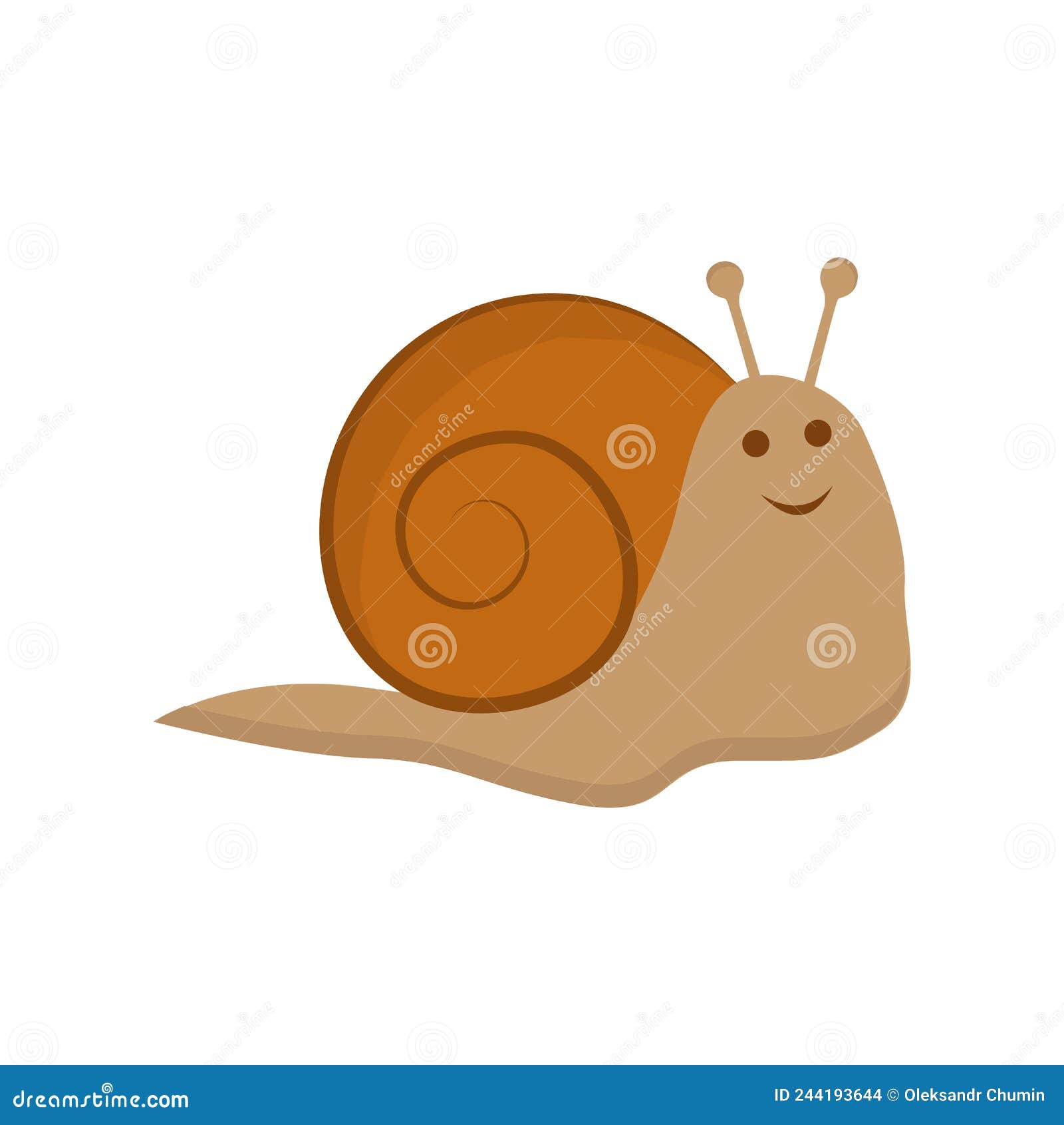Cute Snail Icon Flat or Cartoon Style. Isolated on White Background ...