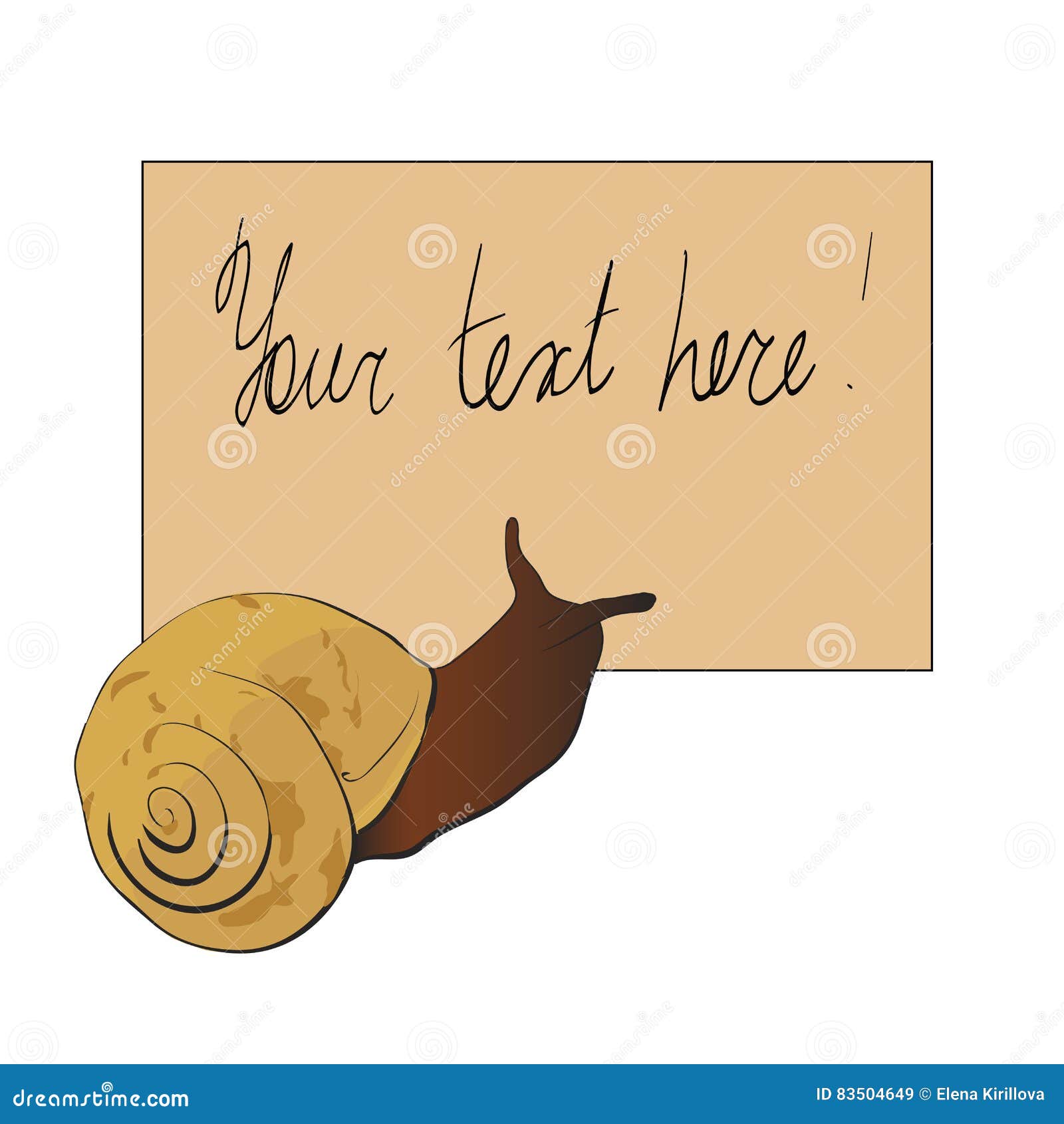 Cute Snail Looks into a Text Box Stock Vector - Illustration of frame ...