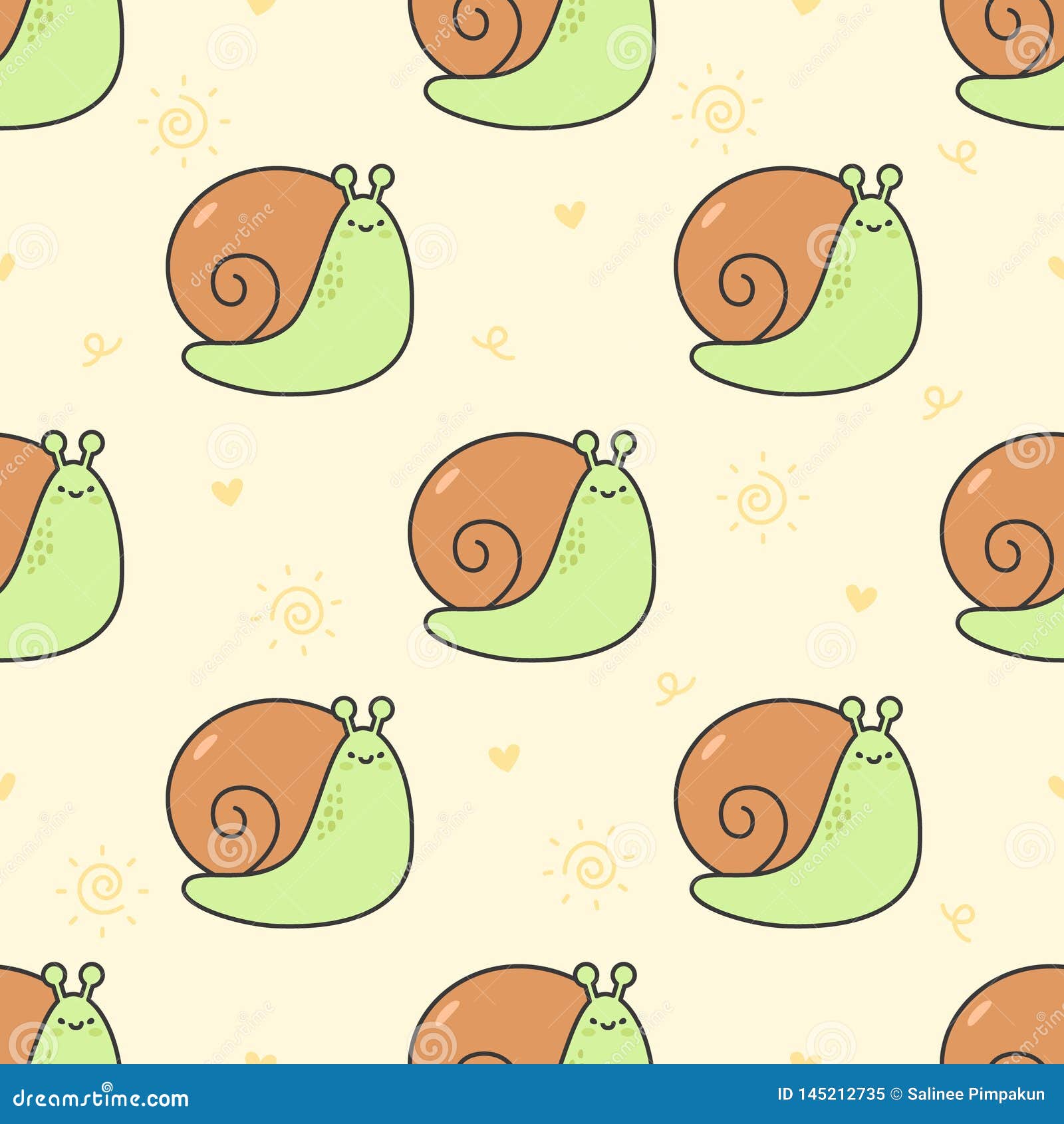 Cute Snail Seamless Pattern Background Stock Illustration ...