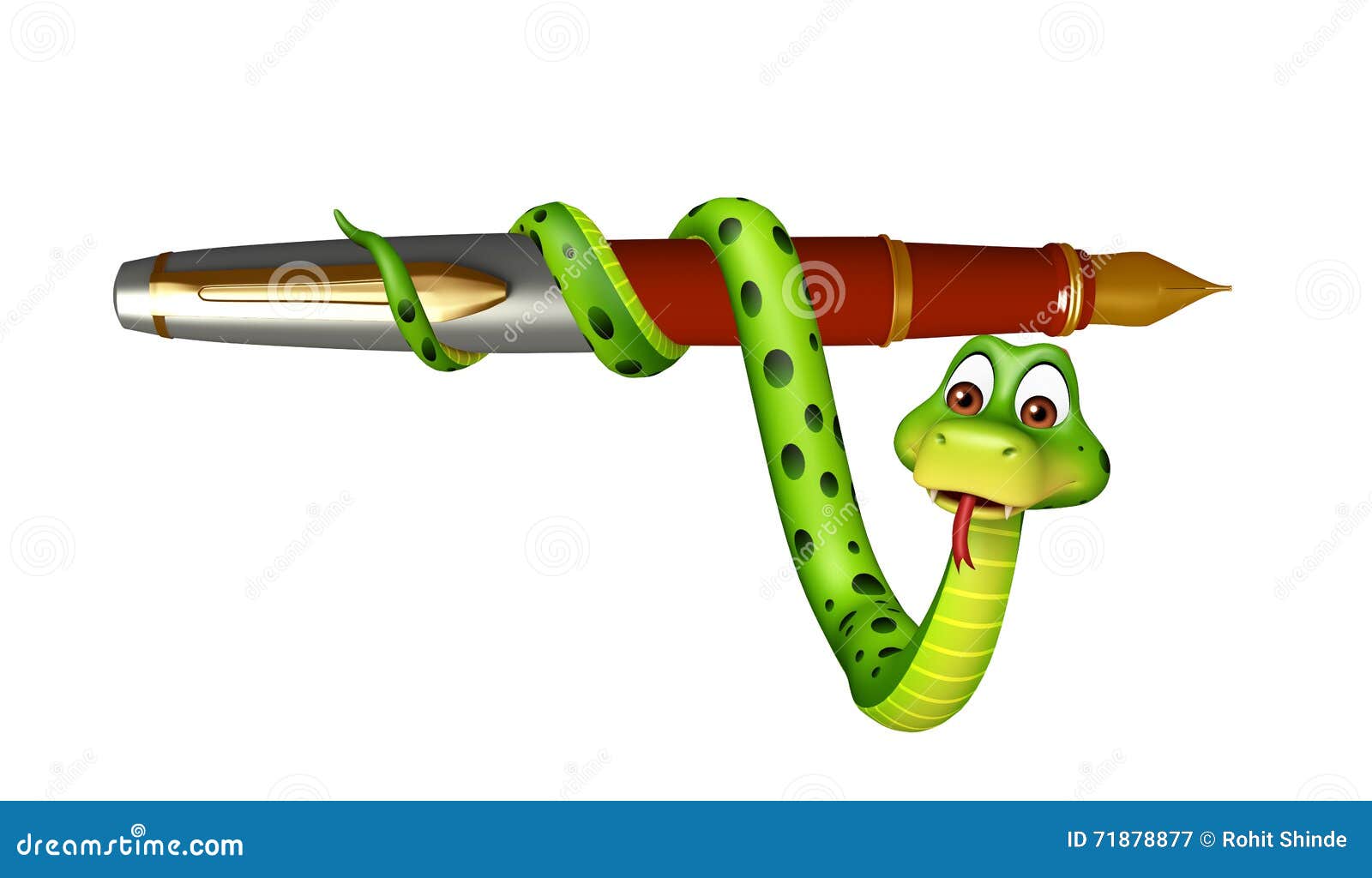 Cute Snake Cartoon Character with Pen Stock Illustration - Illustration ...