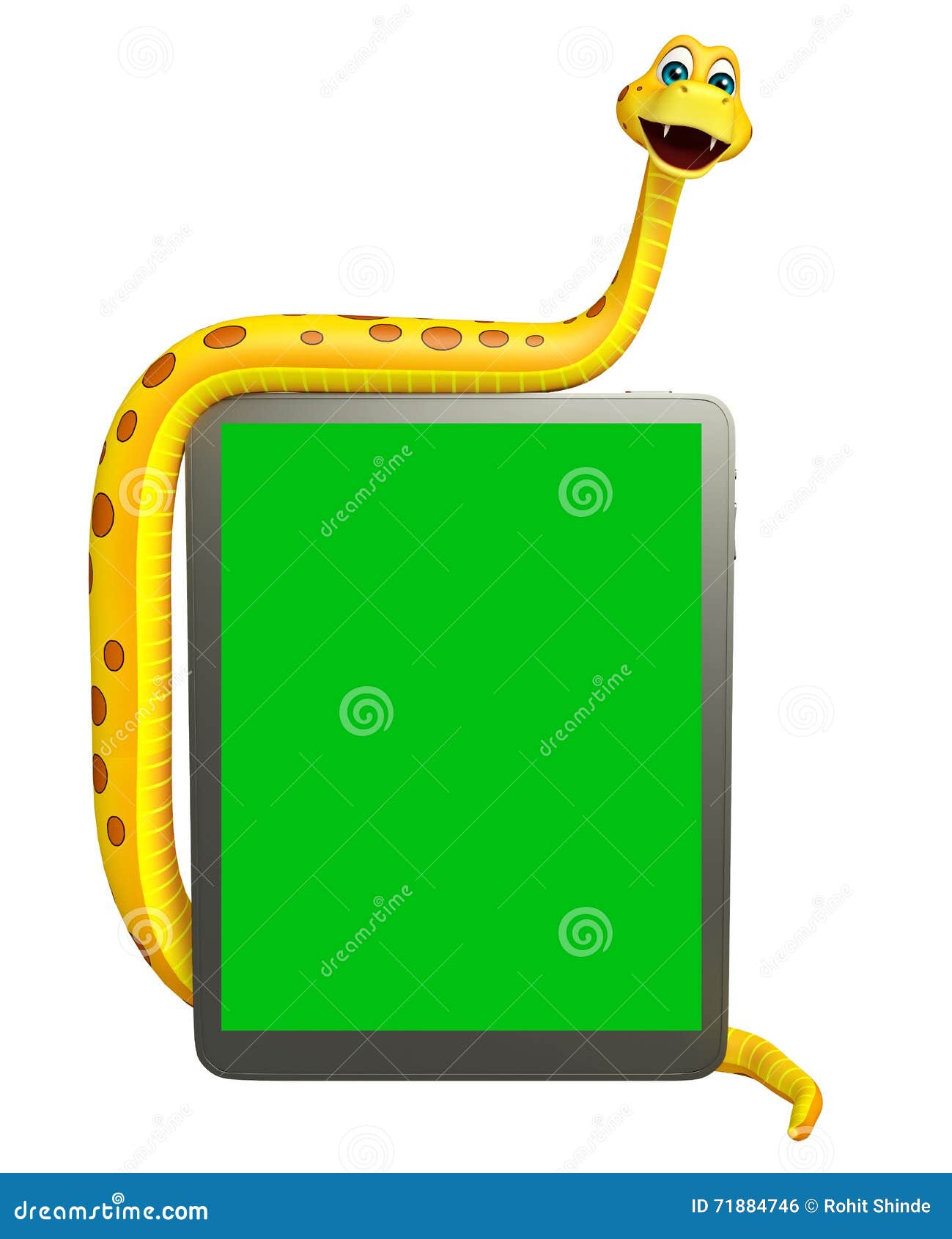 Cute Snake Cartoon Character with Tab Stock Illustration - Illustration ...