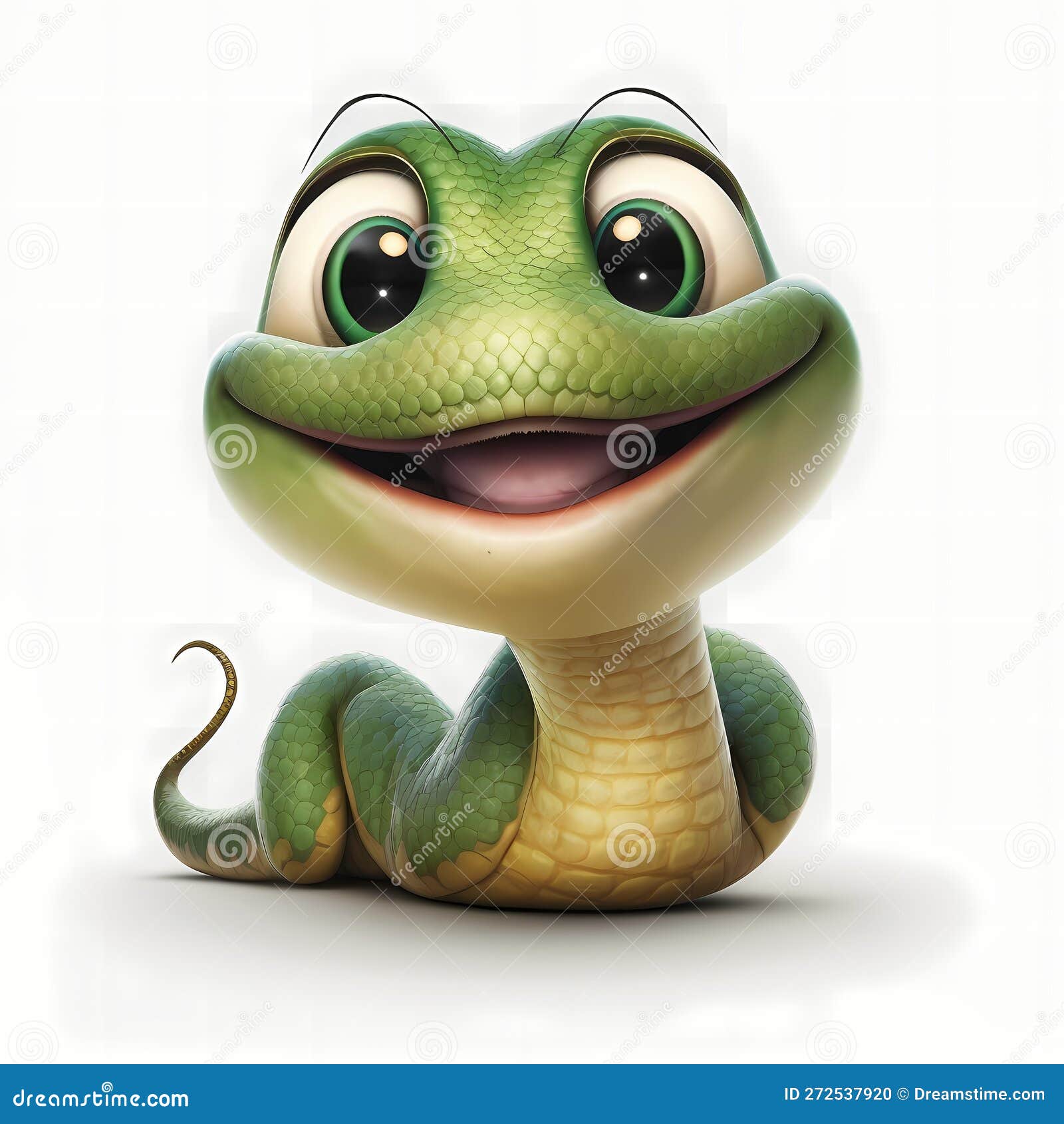 Cute Snake Cartoon. Generative AI Stock Illustration - Illustration of ...