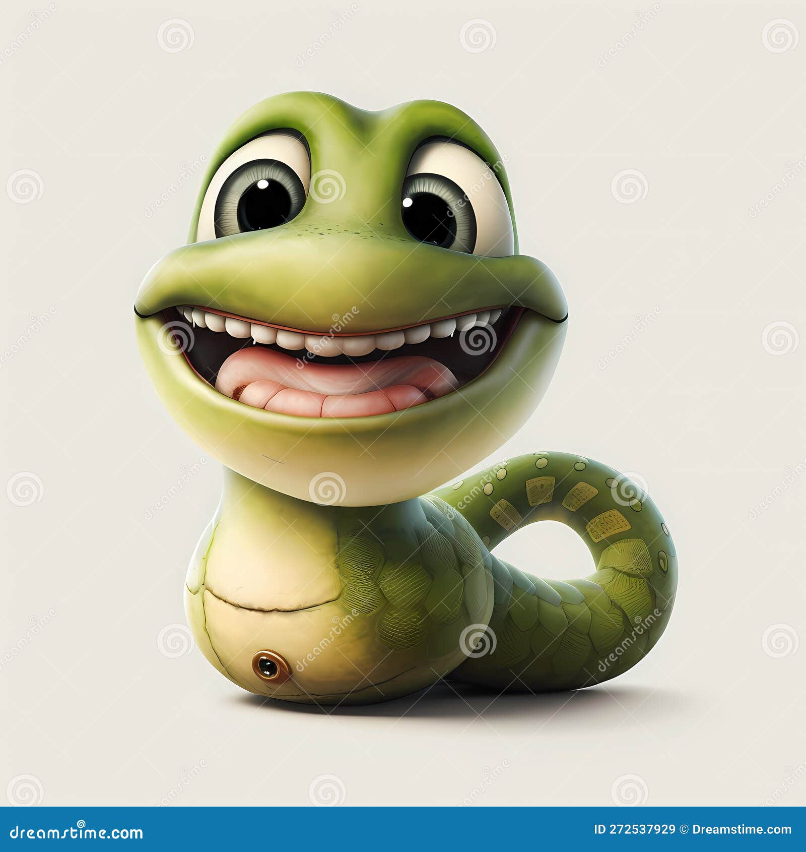 Cute Snake Cartoon. Generative AI Stock Illustration - Illustration of ...