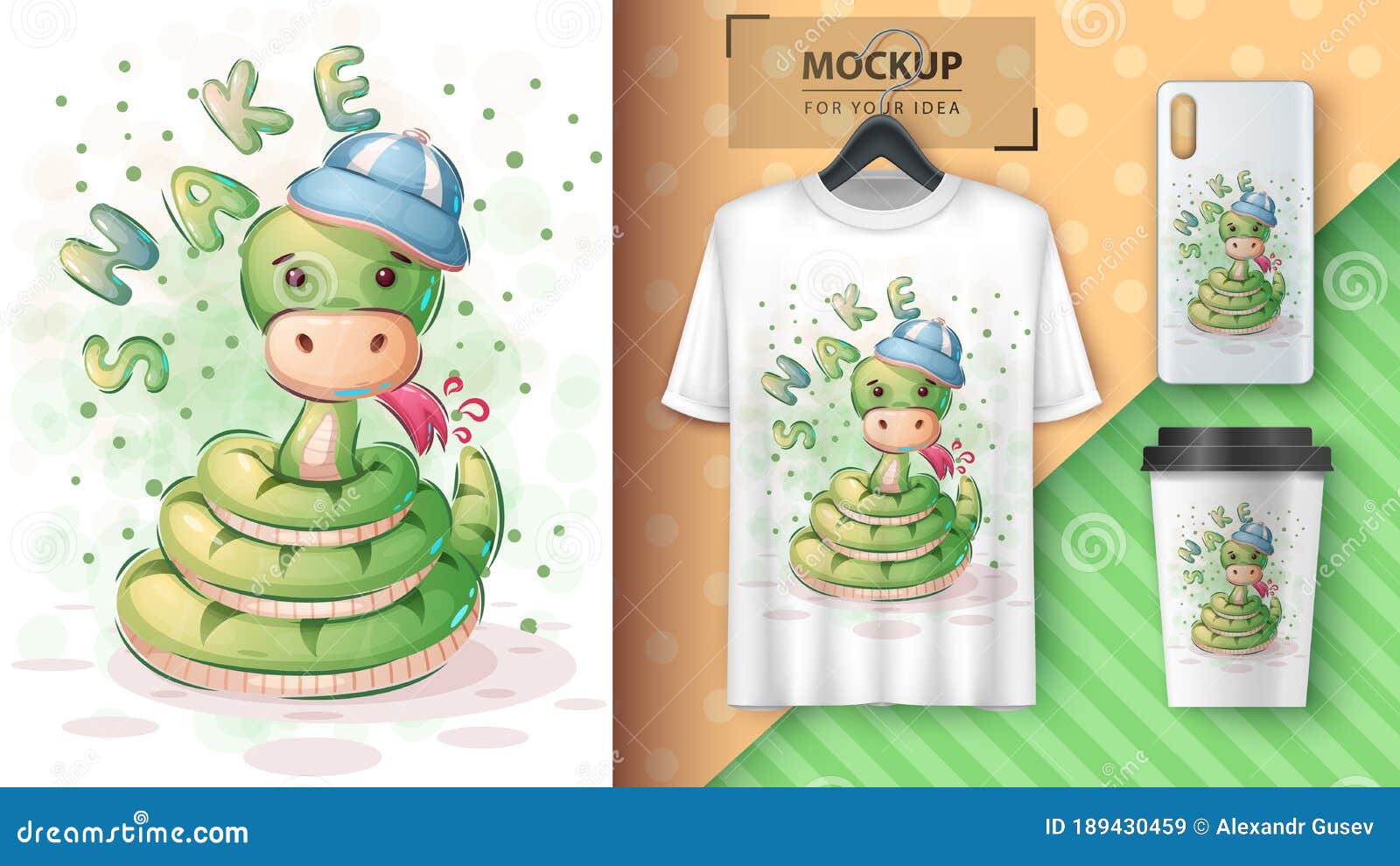 Snake Poster Set. Doodle Hand Drawn Pink And Blue Snakes On Dark ...