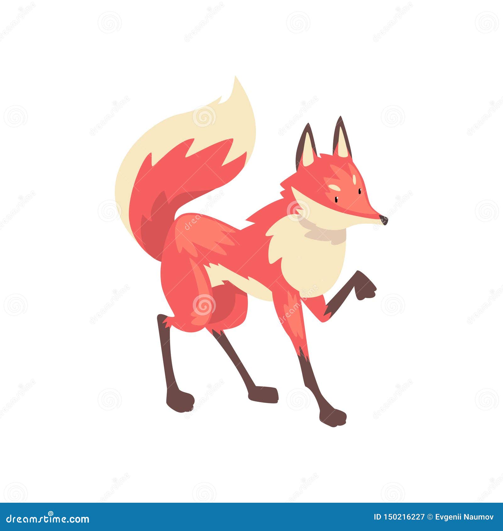 Cute Fox Is Sneaking. Vector Illustration Isolated On White Background ...
