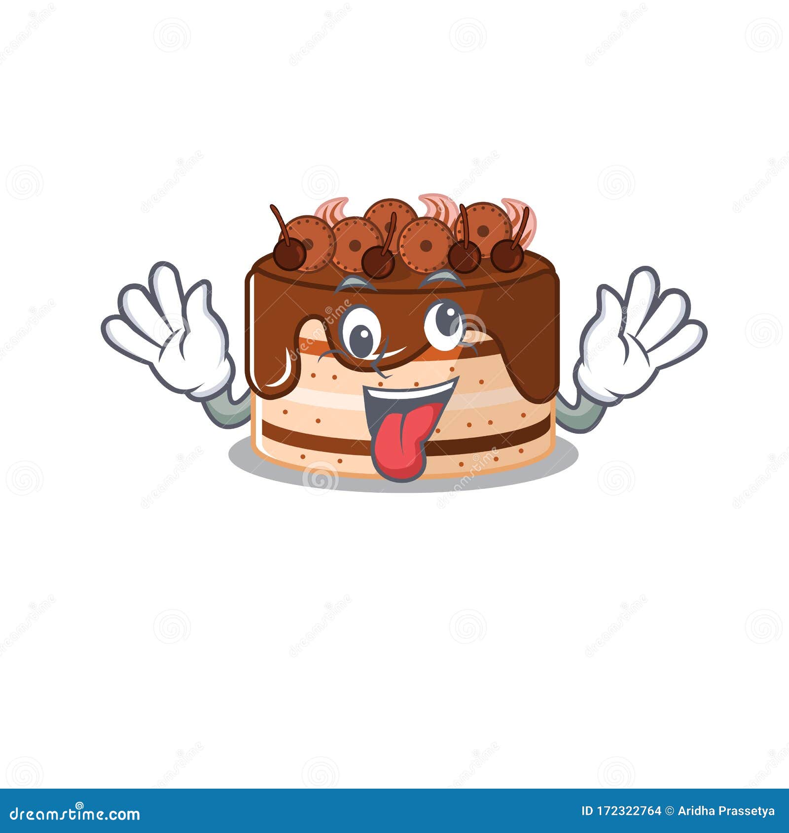 Cute Sneaky Chocolate Cake Cartoon Character with a Crazy Face Stock ...
