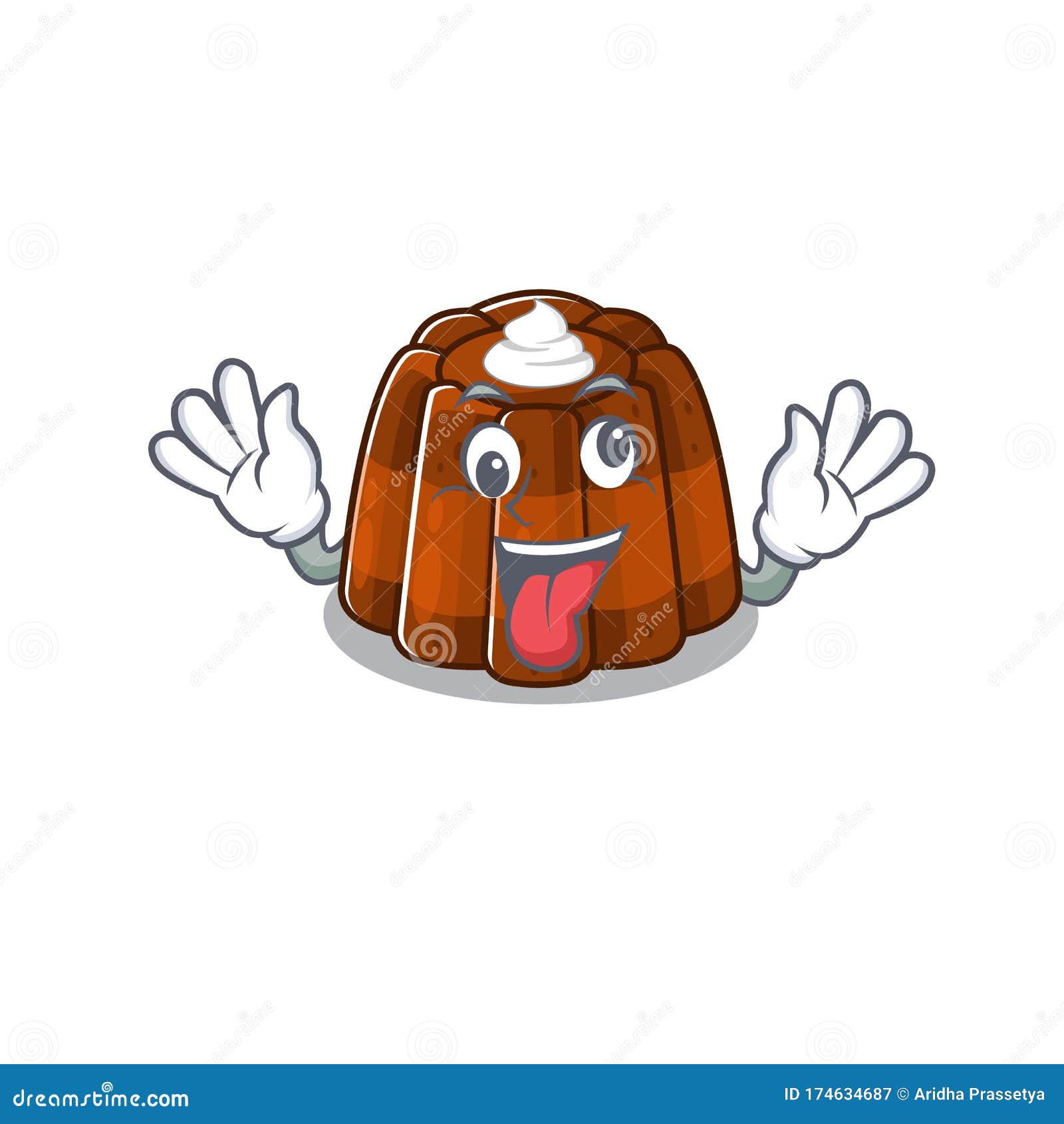 Cute Sneaky Chocolate Pudding Cartoon Character with a Crazy Face Stock ...