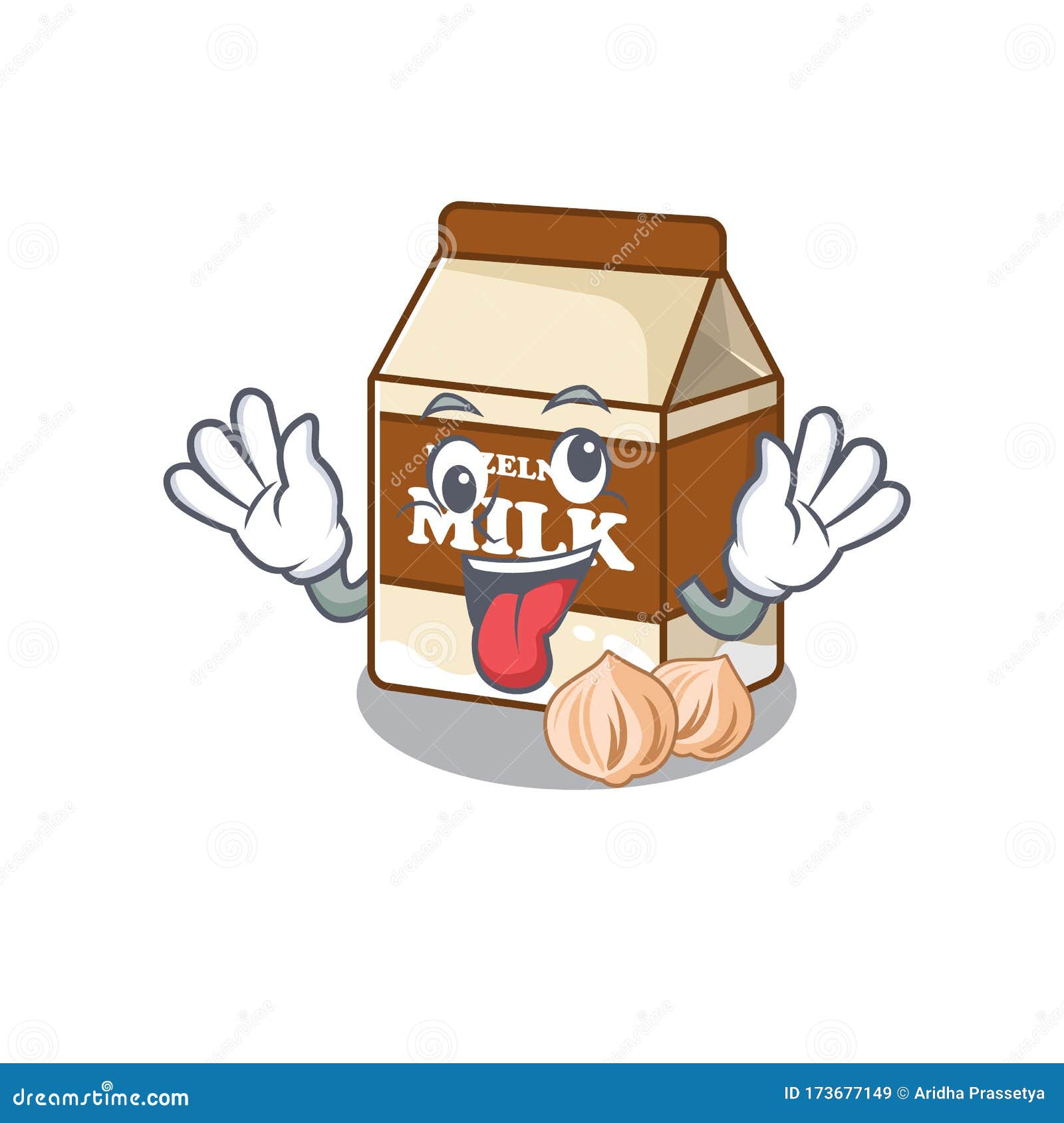 Cute Sneaky Hazelnut Milk Cartoon Character with a Crazy Face Stock ...