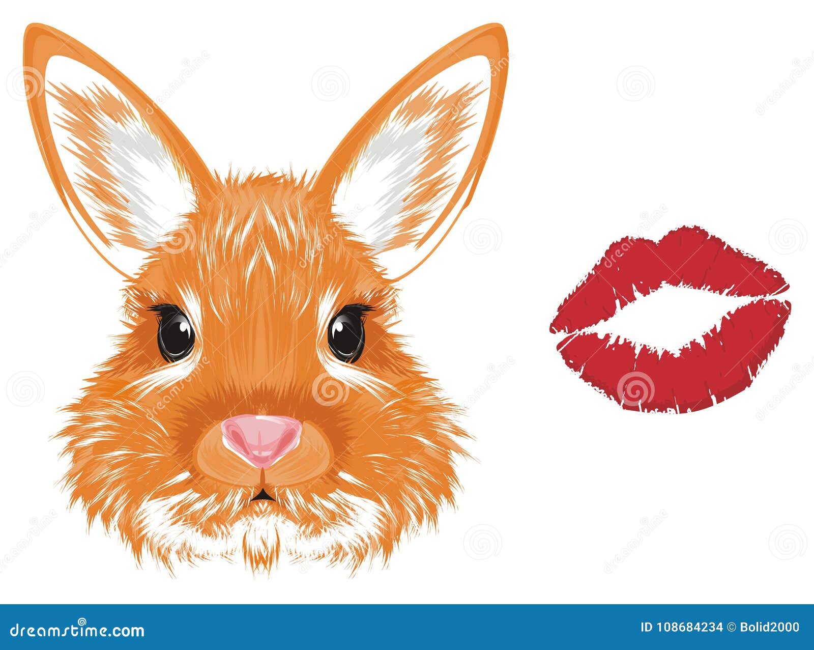 Head of rabbit and kiss stock illustration. Illustration of orange ...