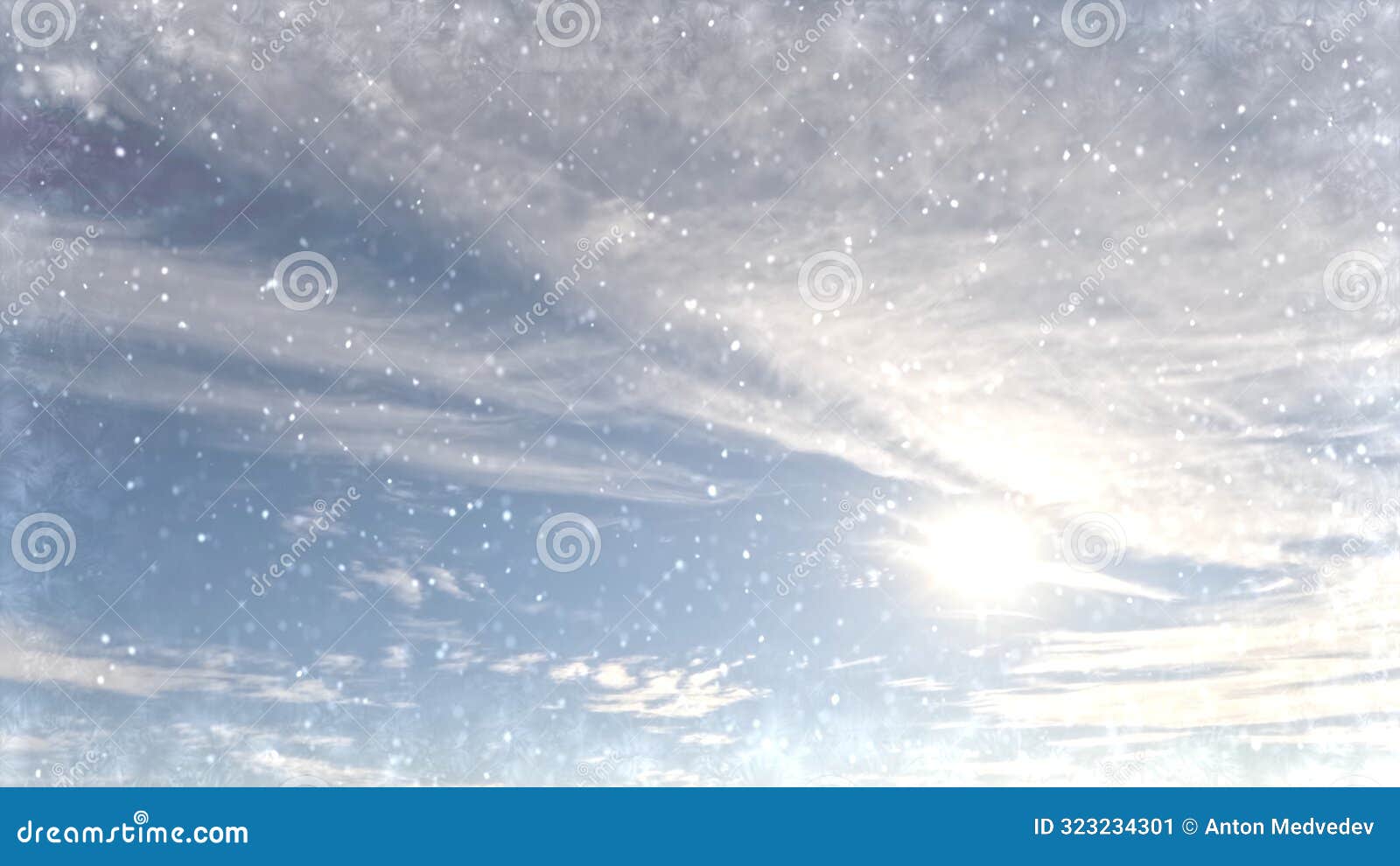 Cute Snow Fall on Clouds on Sky Bg - Photo of Nature Stock Image ...