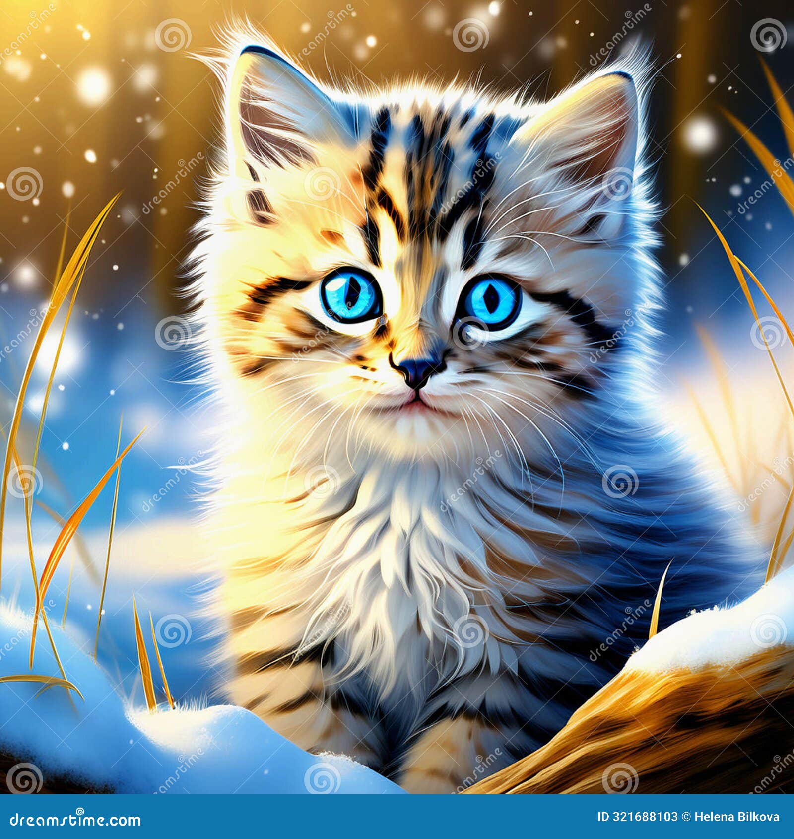 Cute Snow Kitty stock illustration. Illustration of funny - 321688103