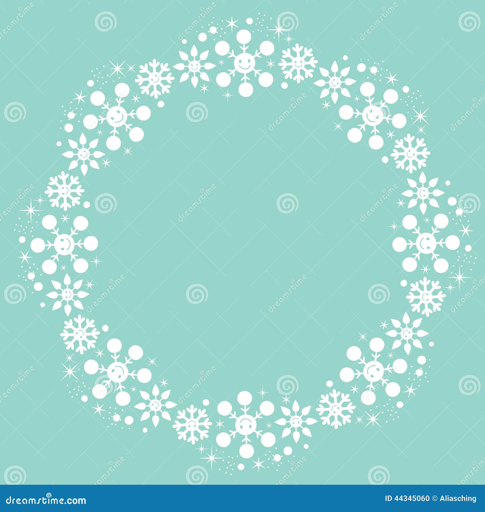 Cute Snowflakes Christmas Winter Round Frame Background Stock Vector ...