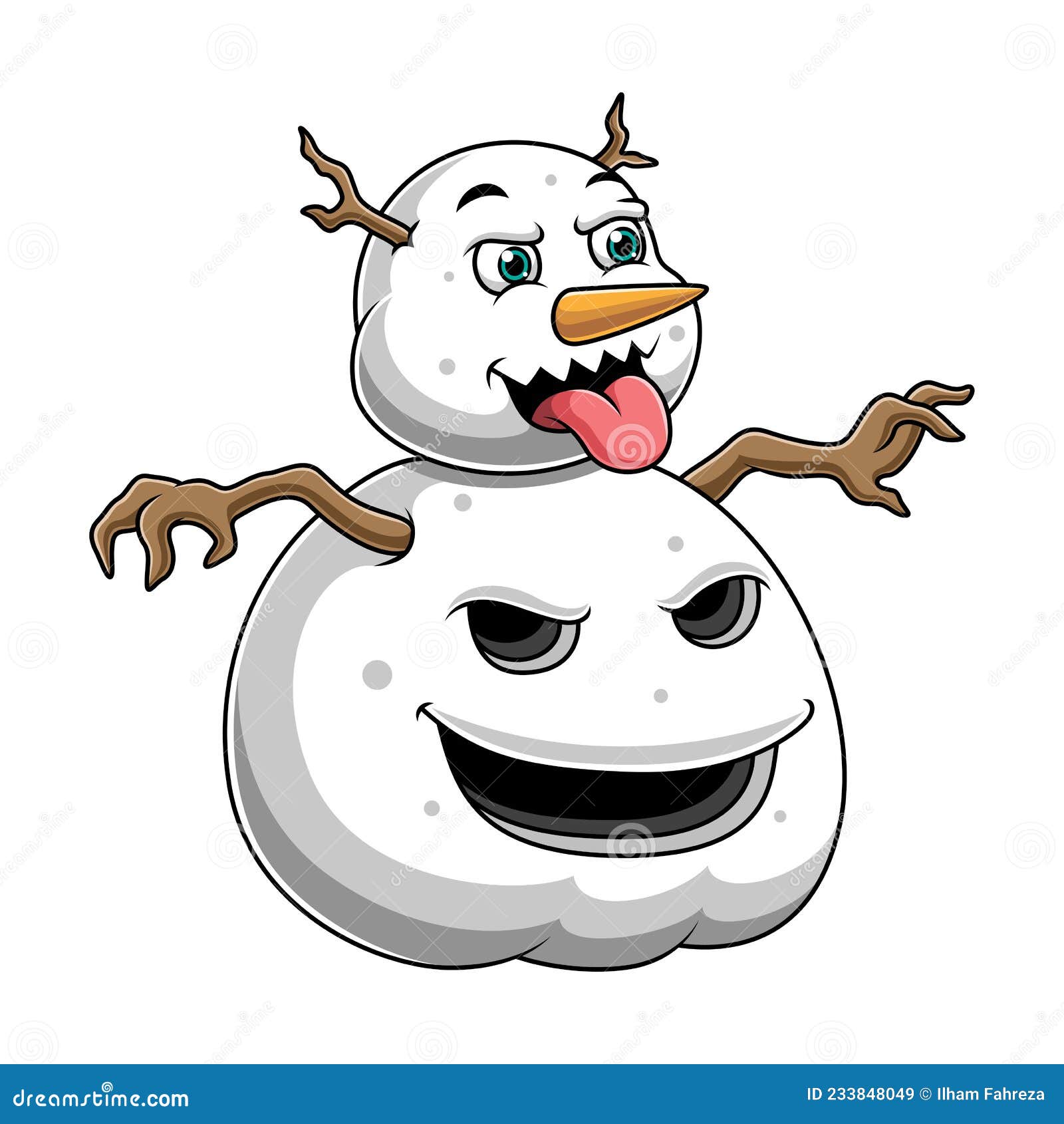 Cute Snowman Cartoon Vector with Monster Model Stock Vector ...