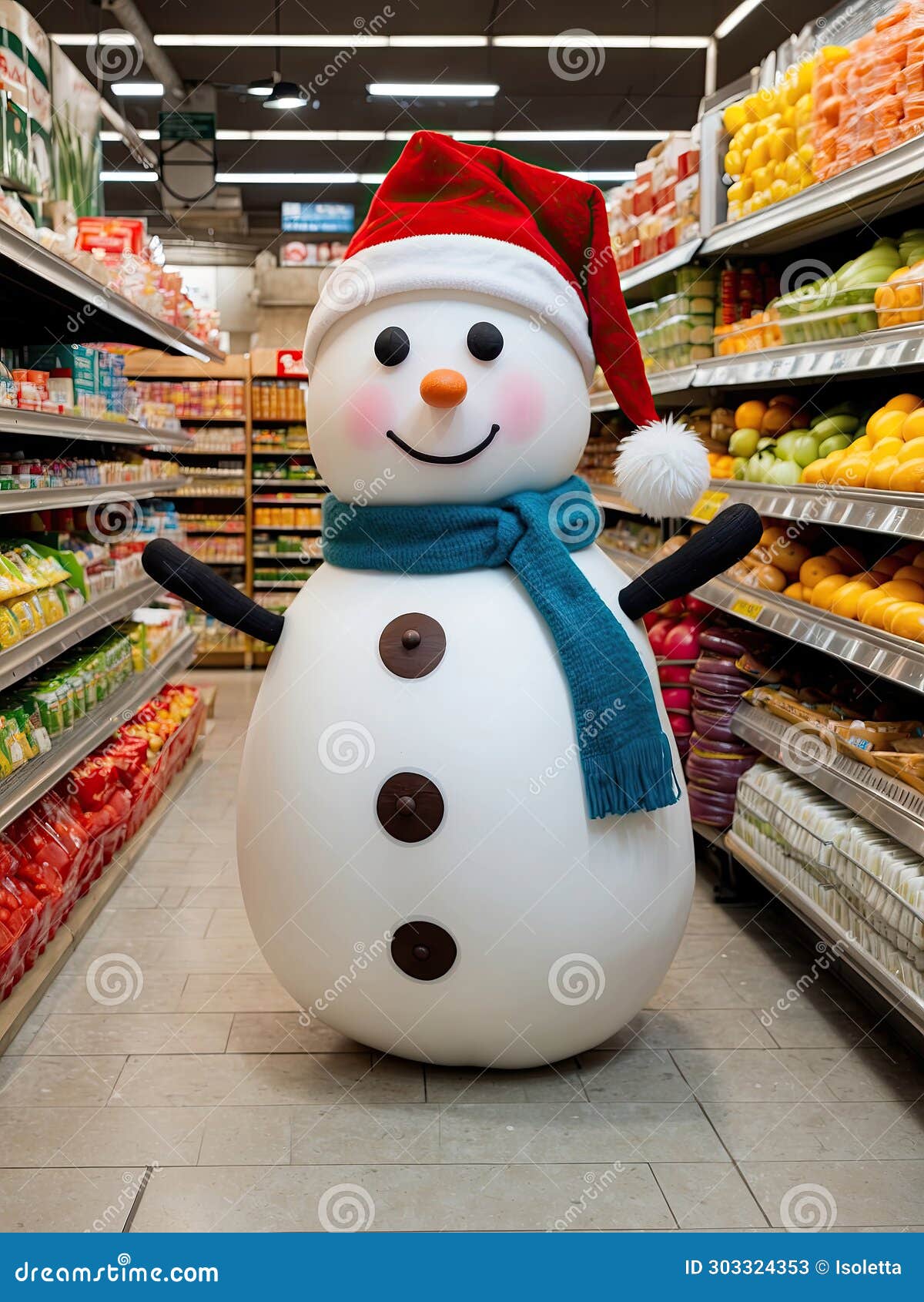 Cute Snowman in Store Interior Stock Image - Image of winter, store ...