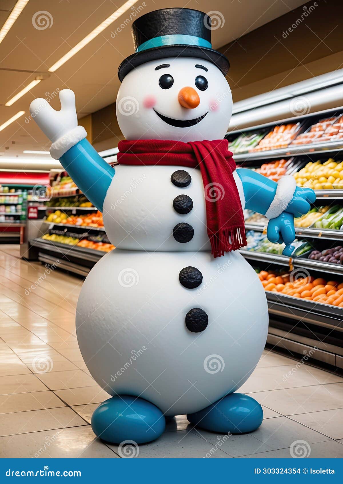 Cute Snowman in Store Interior Stock Photo - Image of winter, white ...