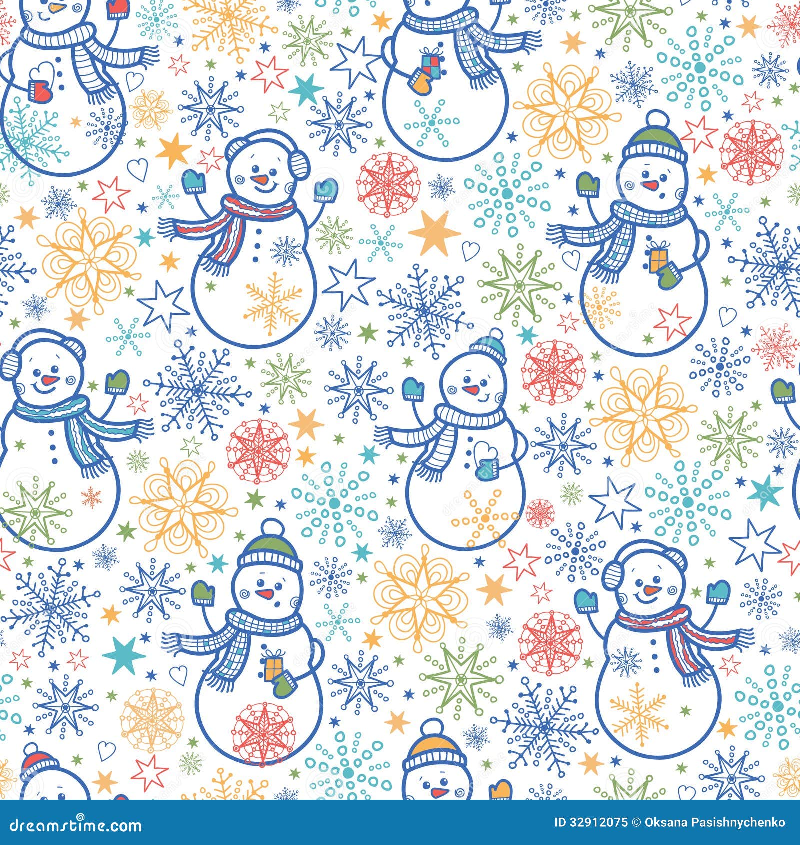 Cute Snowmen Doodles Set. Vector Collection Of Isolated Cartoon Outline ...