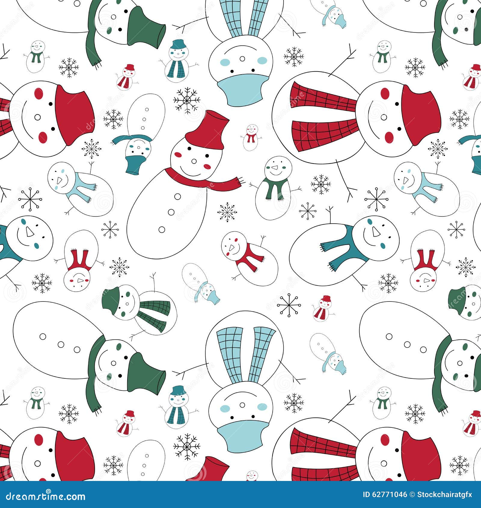 Cute Snowmen Doodles Set. Vector Collection Of Isolated Cartoon Outline ...