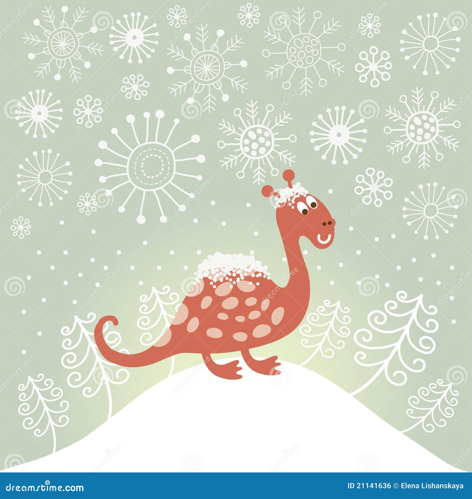 Cute snowy dragon stock vector. Illustration of decor - 21141636