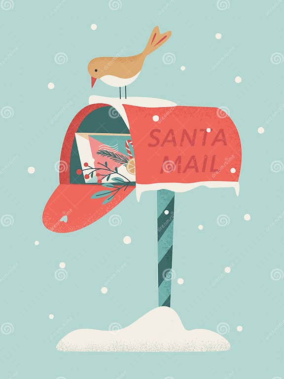 Cute Snowy Mailbox With Letters For Santa Claus Traditional Decorative