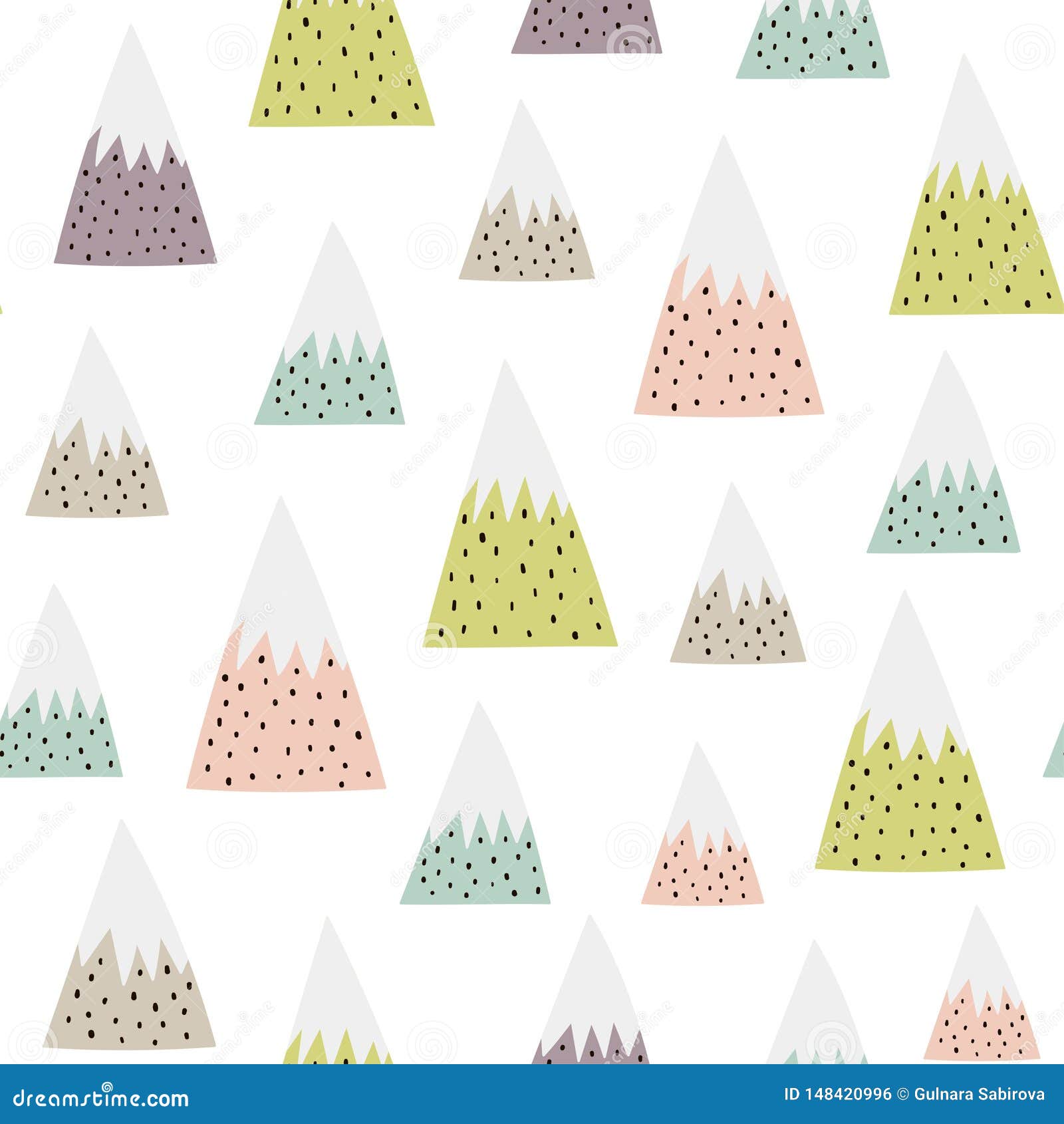 Cute Snowy Mountains Seamless Pattern Stock Vector - Illustration of ...