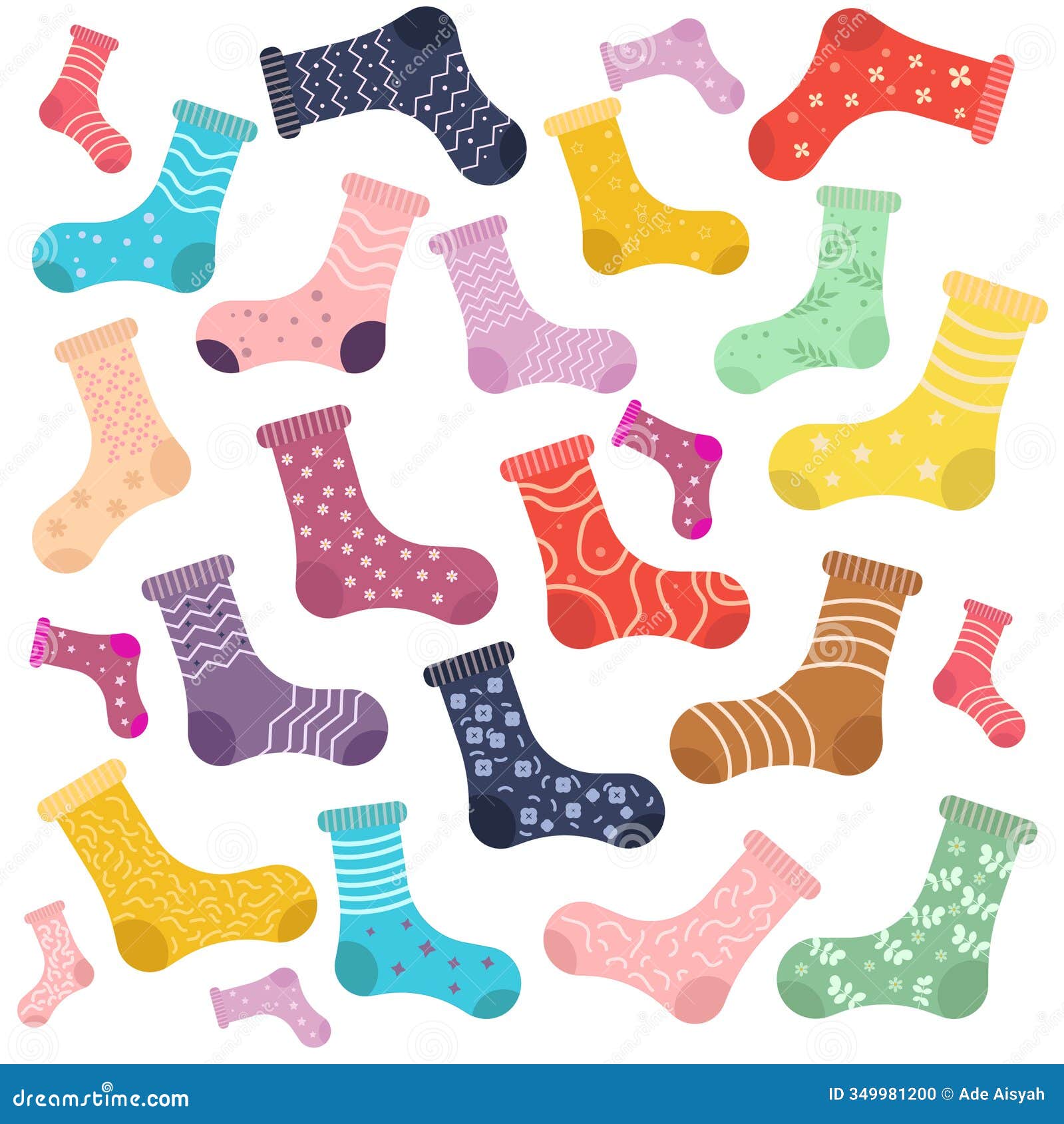 Cute Sock Set Different Colors and Design Stock Illustration ...