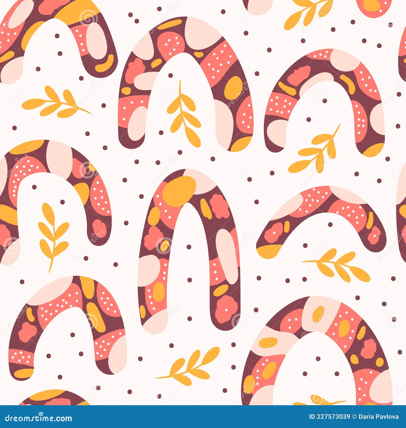 Cute Soft Pattern with Rainbow Baby Boho Style Stock Vector ...