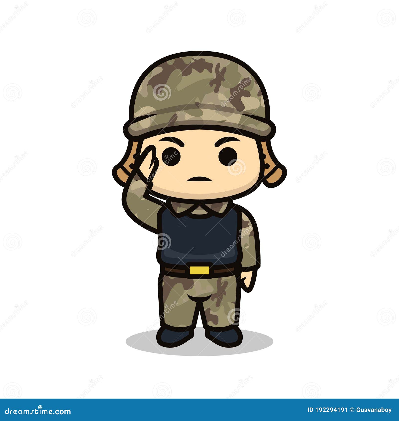 Cute Soldier Army Mascot Design Illustration Stock Vector ...