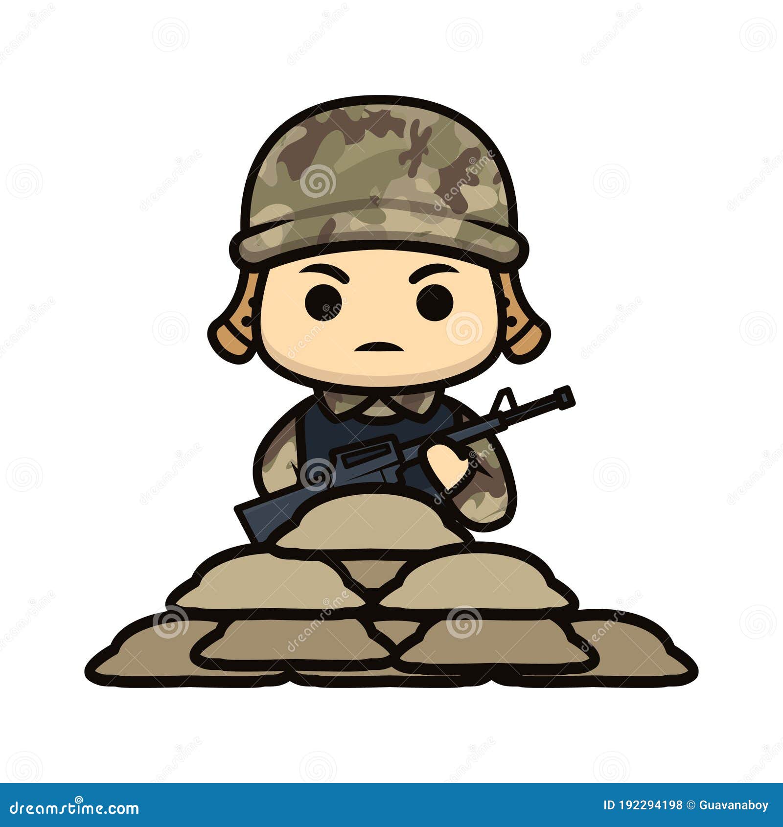 Cute Soldier Army Mascot Design Illustration Stock Vector ...