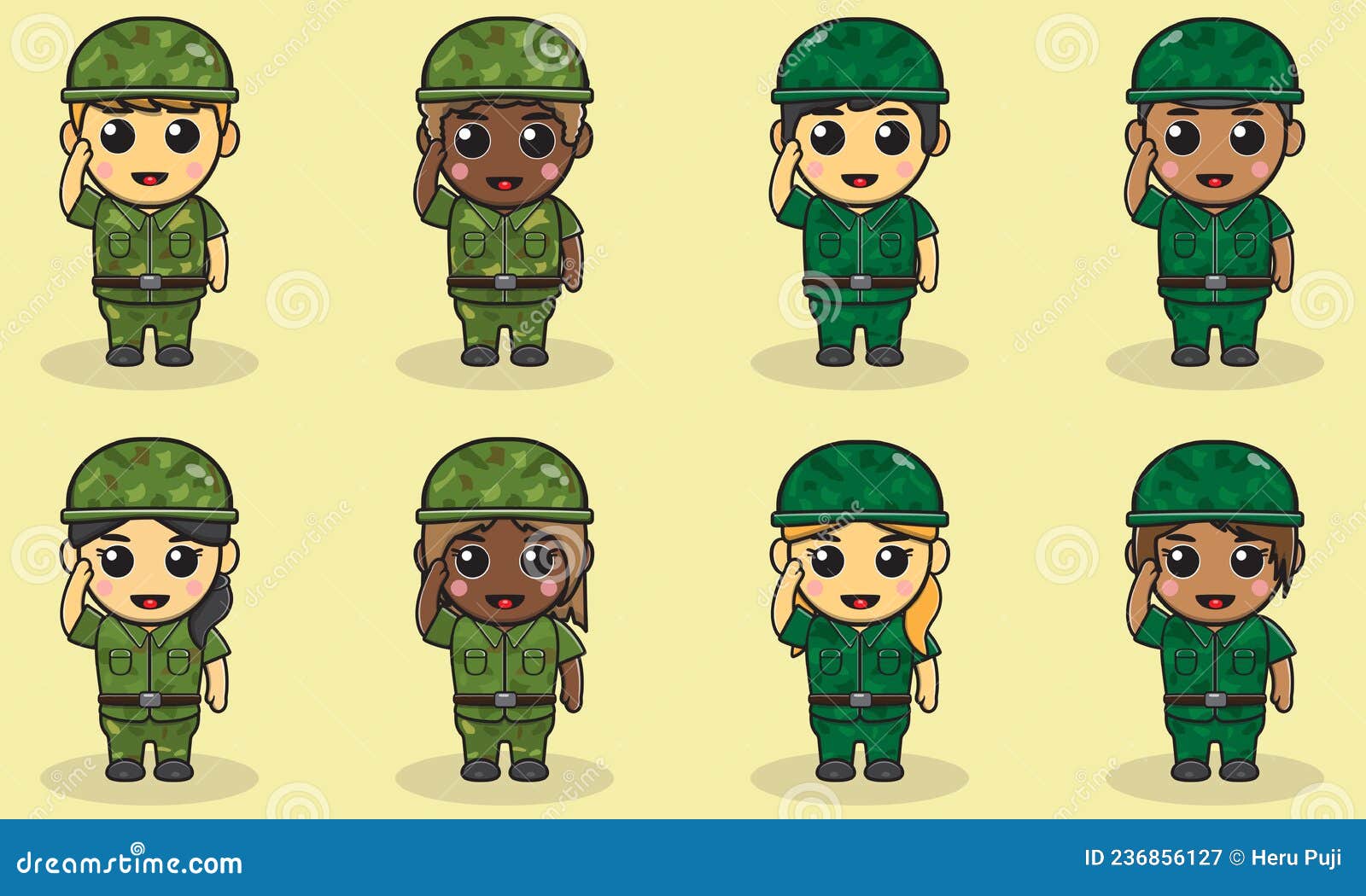 Vector Illustration of Cute Soldier Cartoon with Salute Pose Stock ...