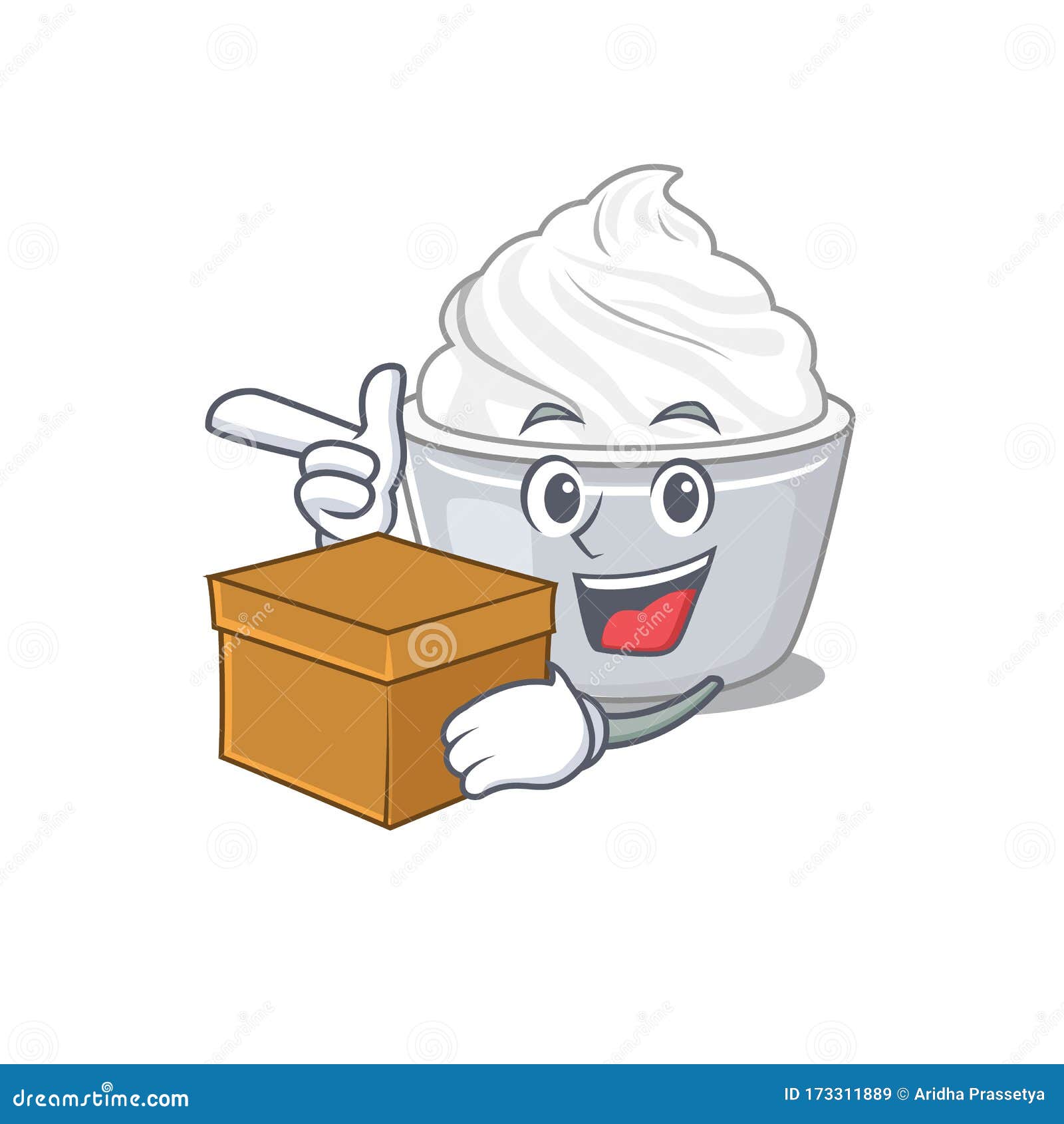 Cute Sour Cream Cartoon Character Having a Box Stock Vector ...