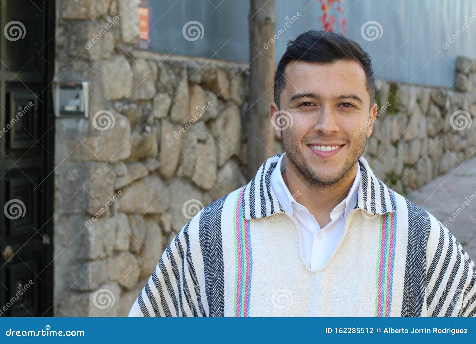 Cute South American Young Man Smiling Outdoors Stock Photo - Image of ...