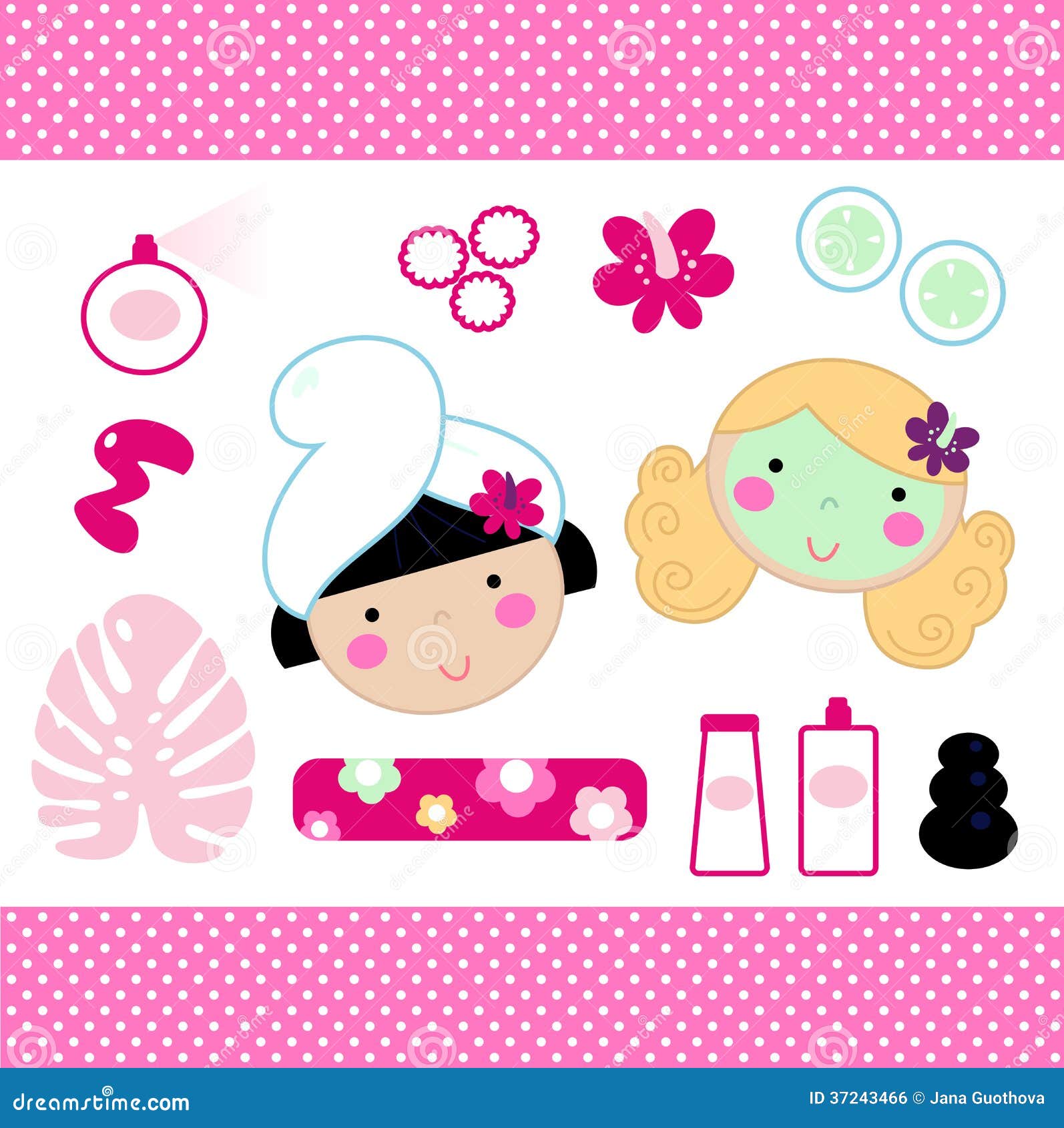 Cute spa set elements stock vector. Illustration of beauty - 37243466