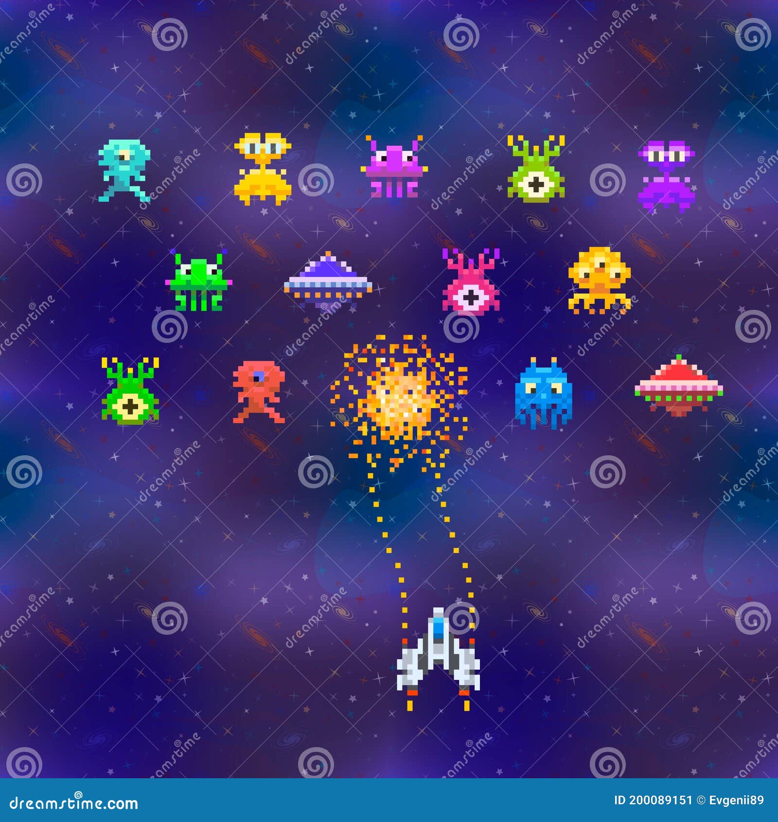 Space Invaders Vector Icon On White Background. Flat Vector Space ...