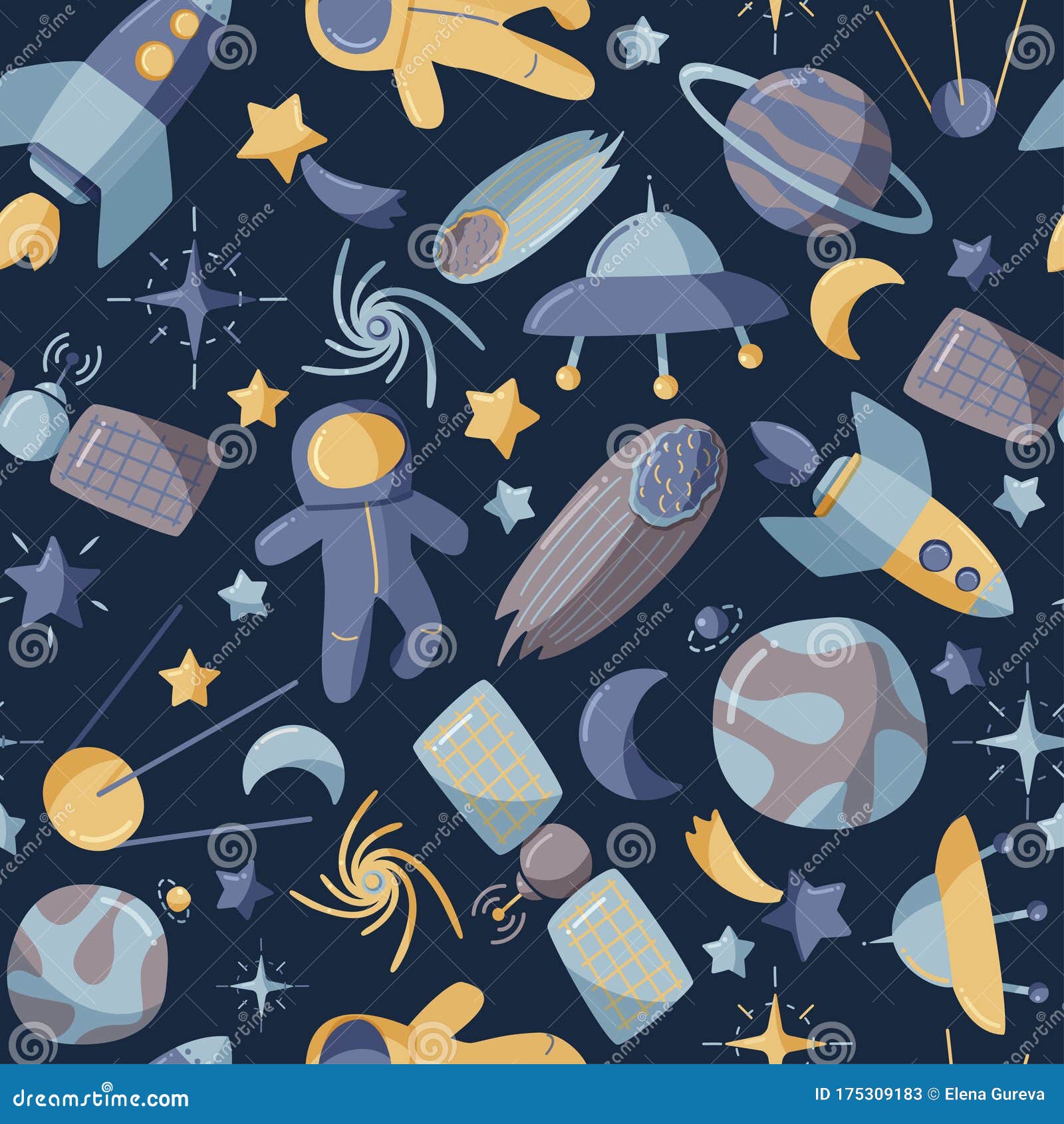 Cute Space Seamless Pattern. Colorful Kids Background. Stock Vector ...