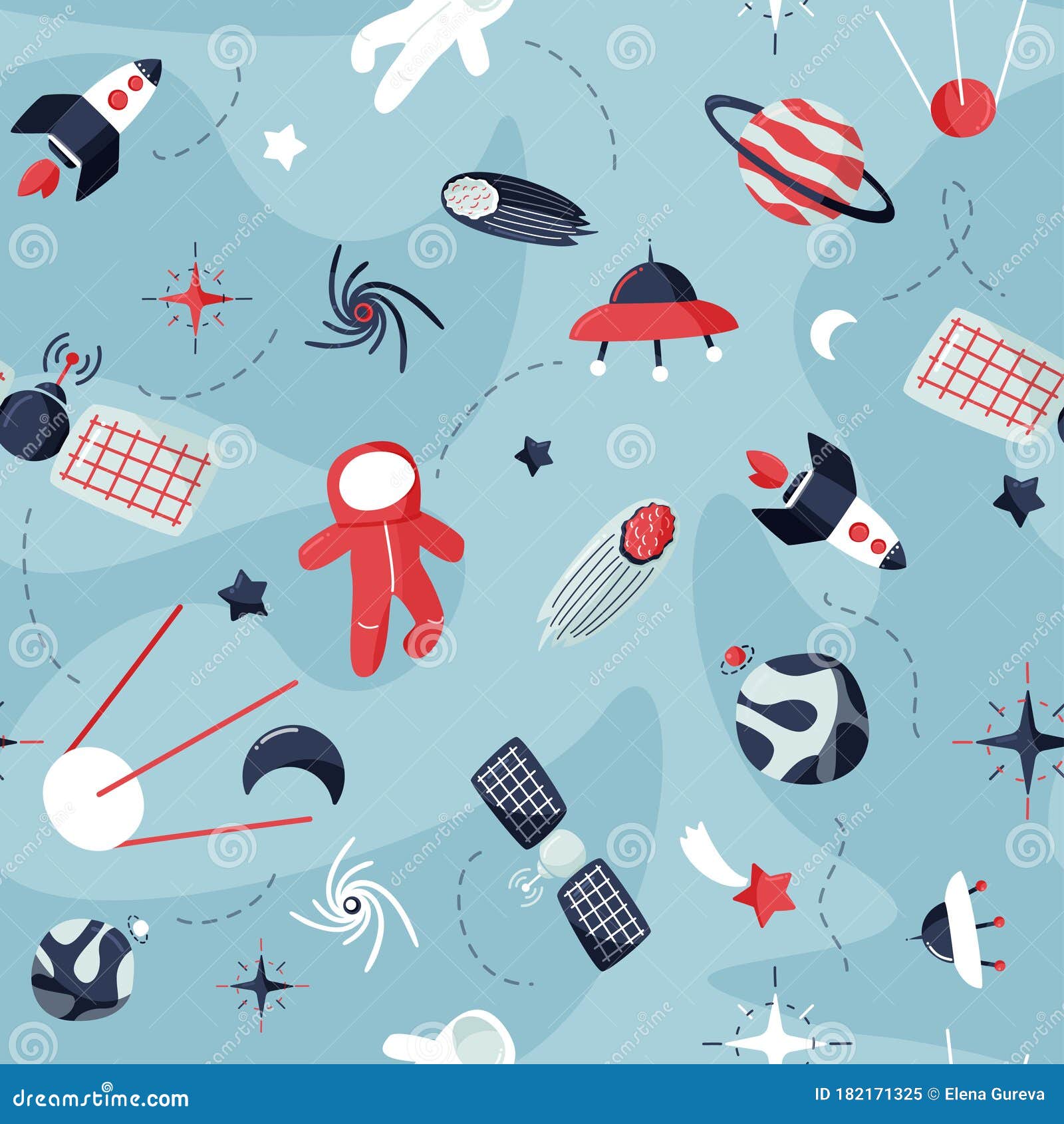 Cute Space Seamless Pattern. Colorful Kids Background. Stock Vector ...