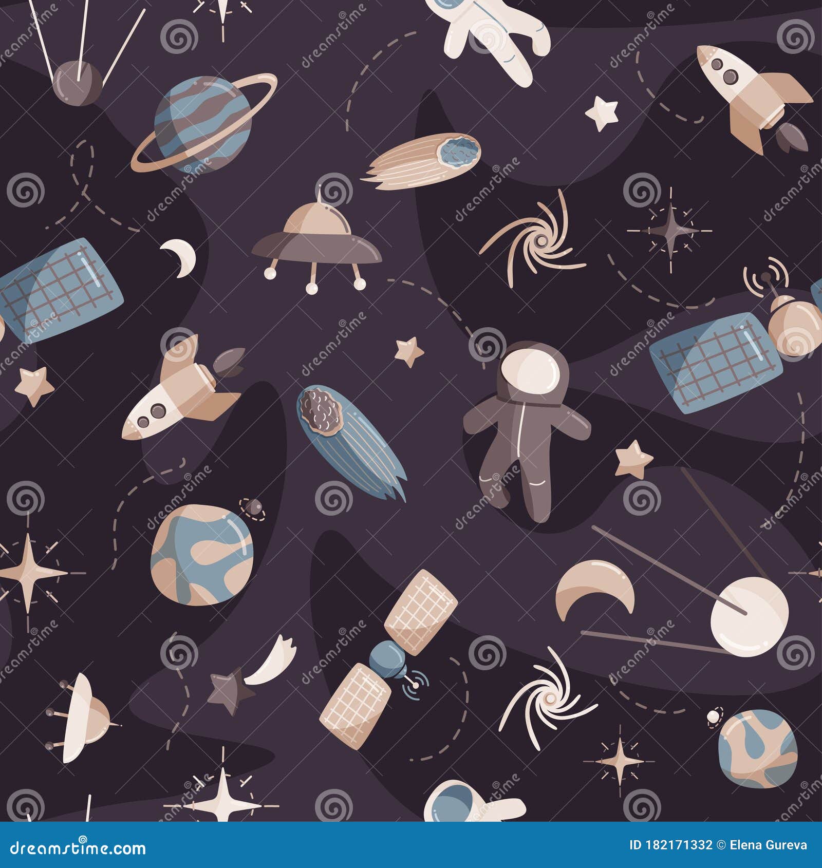 Cute Space Seamless Pattern. Colorful Kids Background. Stock Vector ...