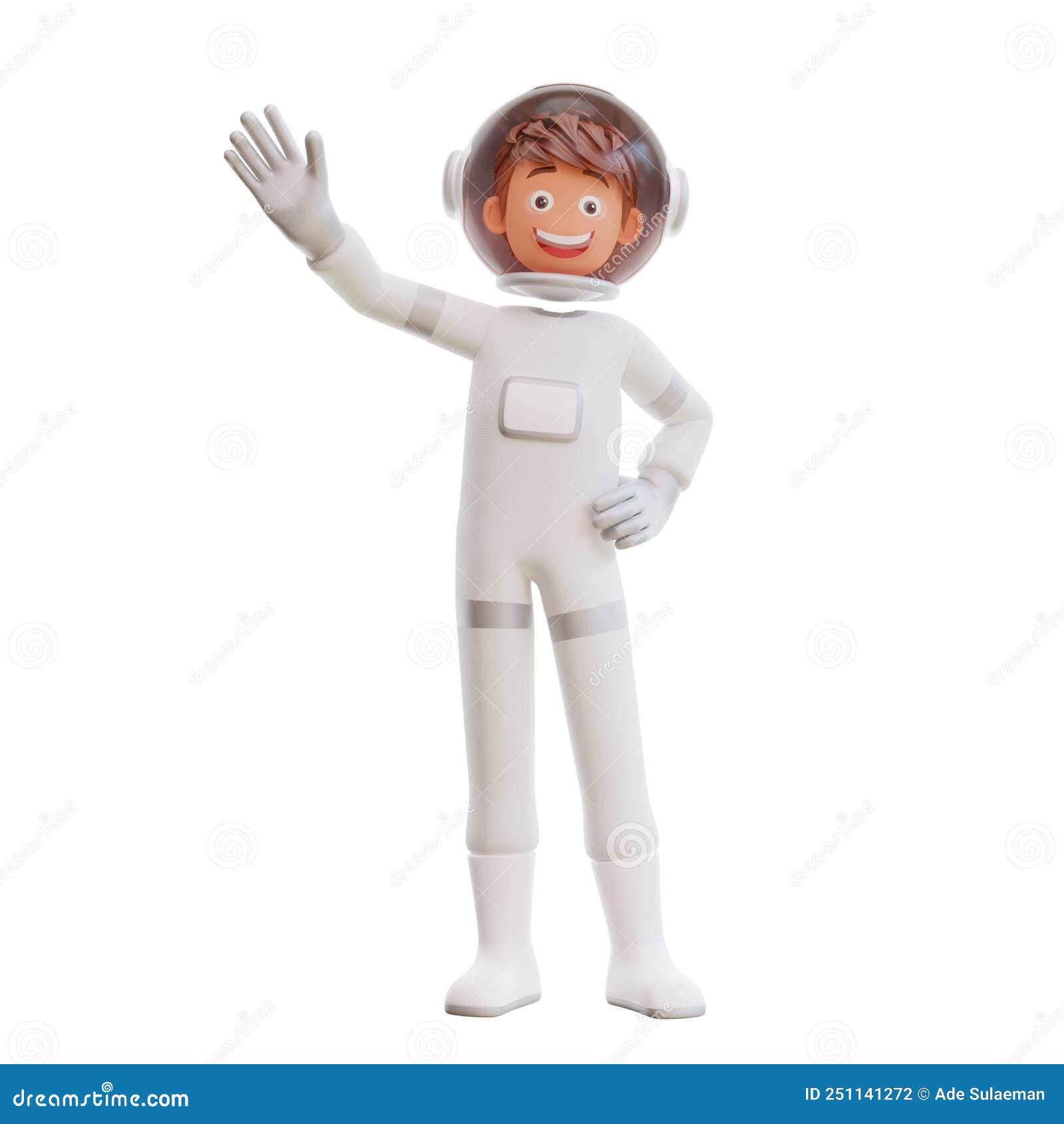 Cute Spaceman Astronaut Waving Stock Illustration - Illustration of ...