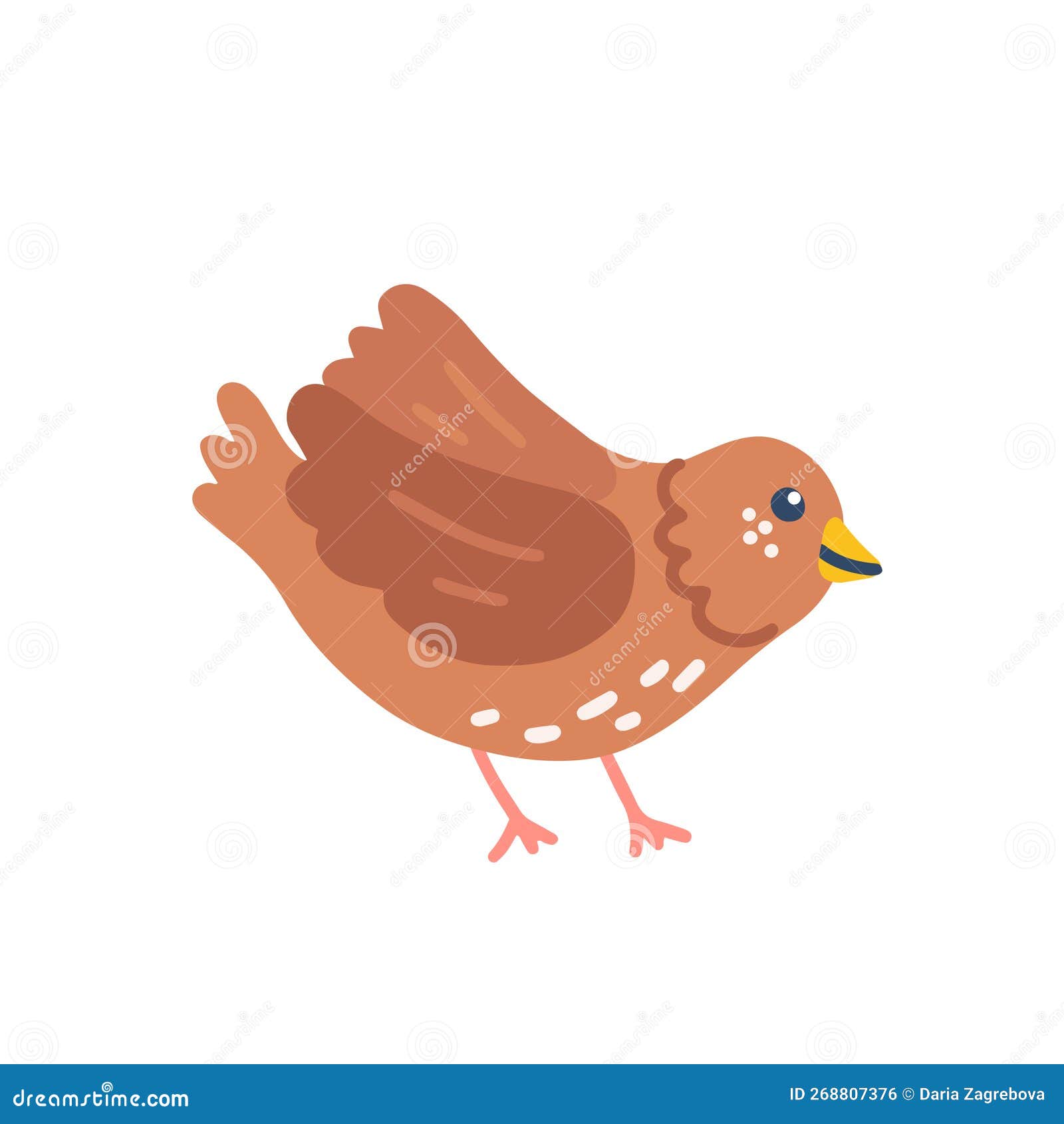 Cute Sparrow, Vector Flat Hand Drawn Illustration Stock Vector ...