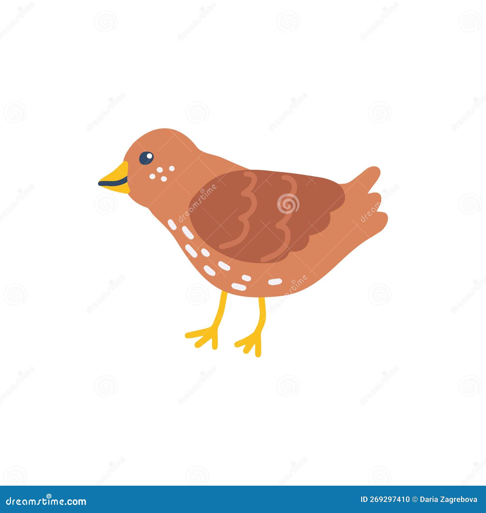 Cute Sparrow, Vector Flat Hand Drawn Illustration Stock Vector ...