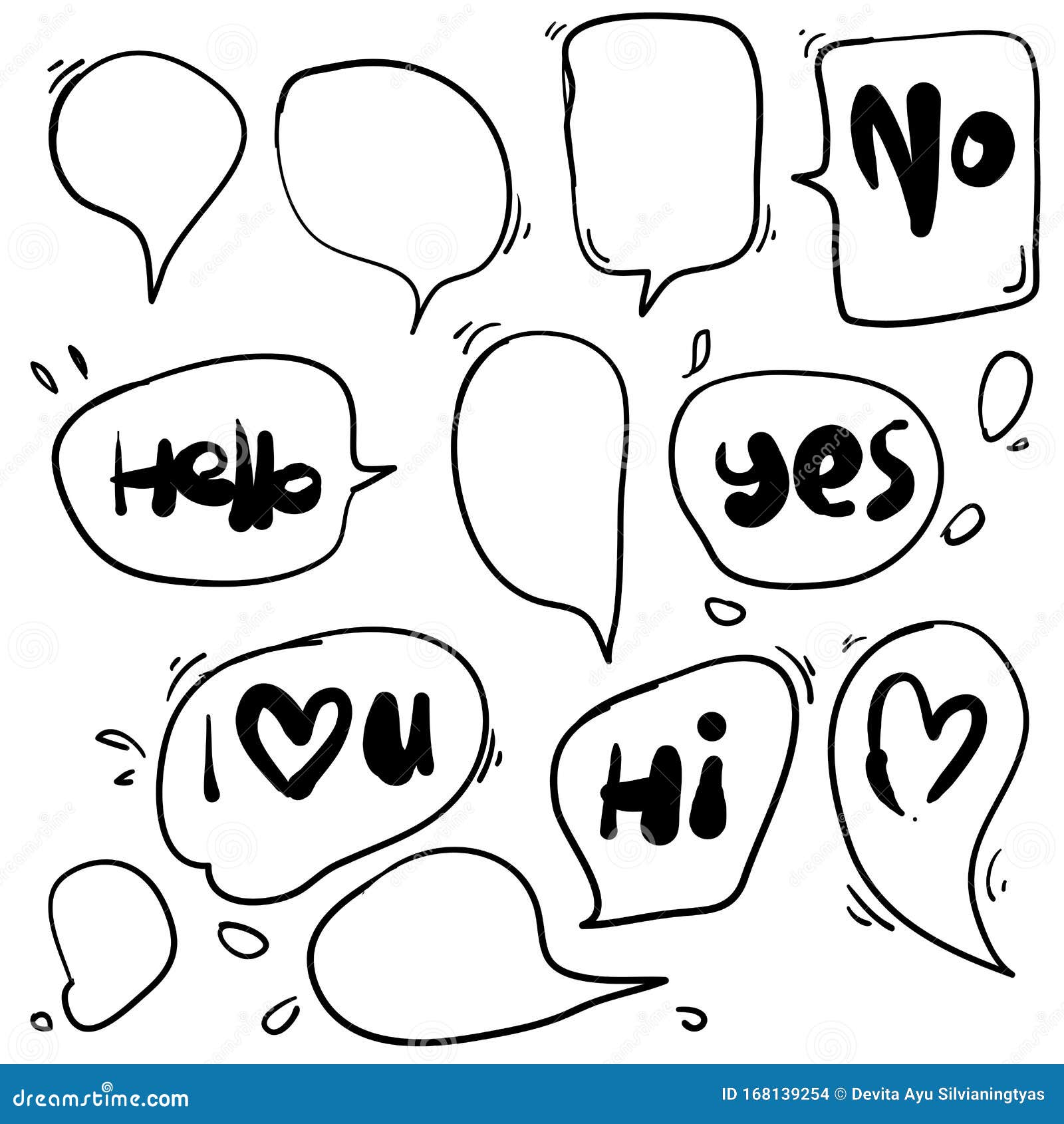 Cute Speech Bubble with Text Doodle Handdrawn Style Stock Vector ...