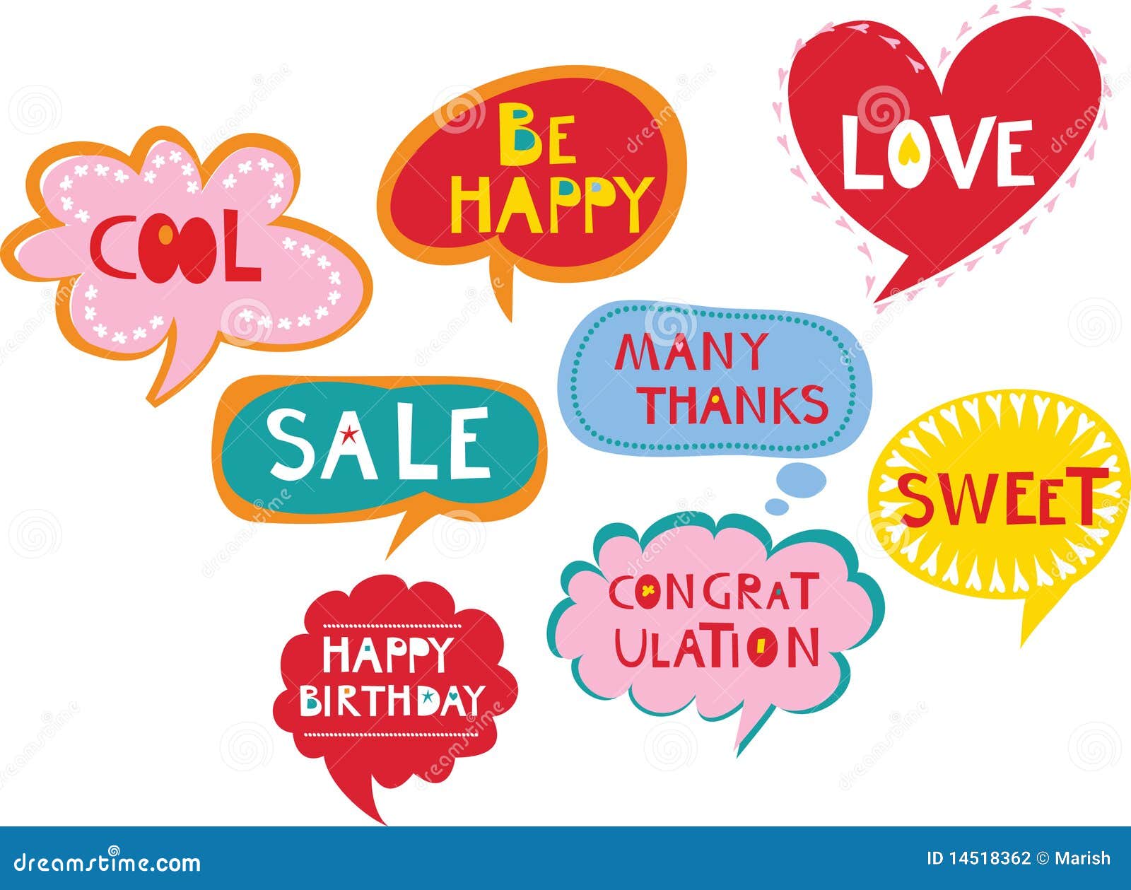 Cute speech bubbles stock vector. Illustration of label - 14518362