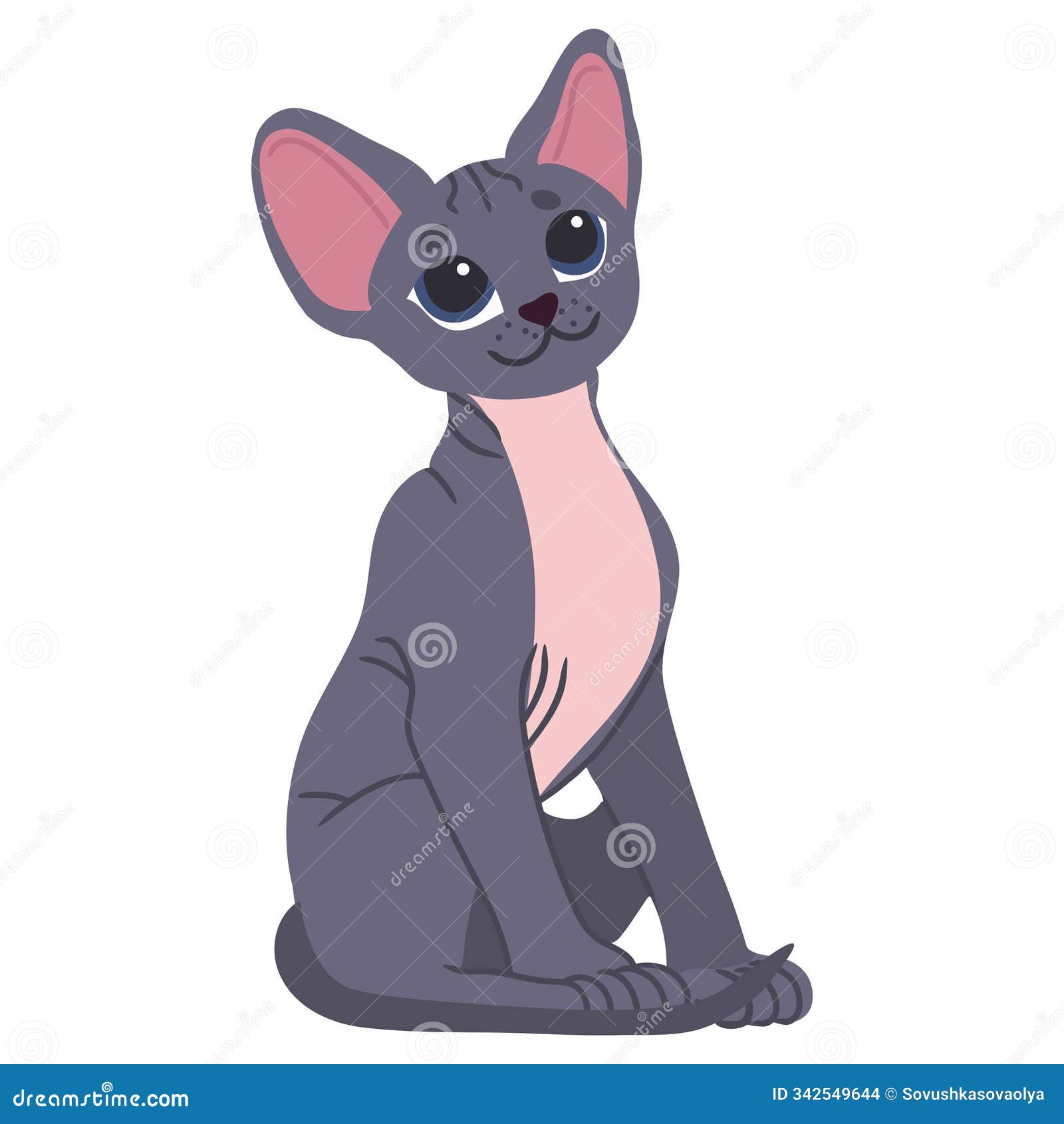 Cute Sphinx Cats Flat Illustration Isolated on White Background Stock ...
