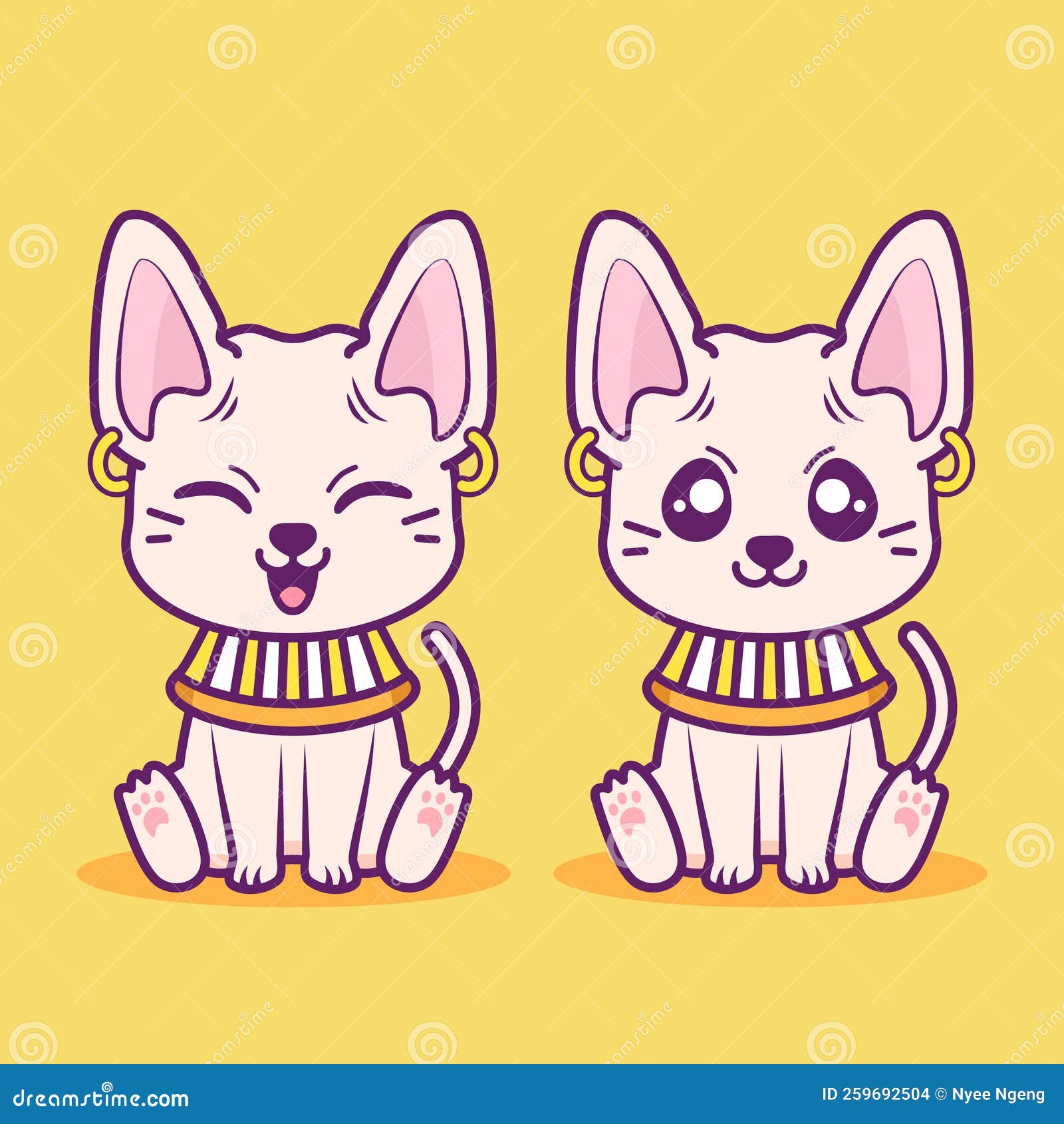 Cute Sphynx Cat with Different Expression Stock Vector - Illustration ...