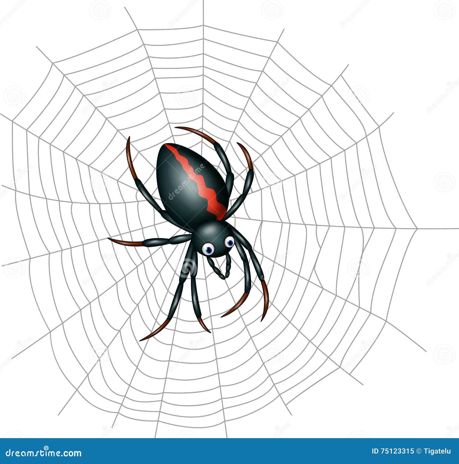 Cute spider cartoon stock vector. Illustration of danger - 75123315