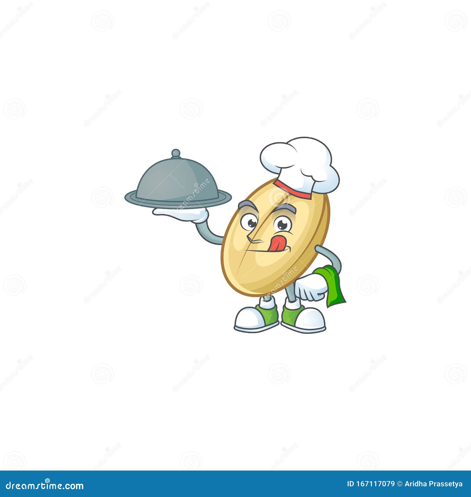 Cute Split Bean As a Chef with Hat and Tray Cartoon Style Design Stock ...