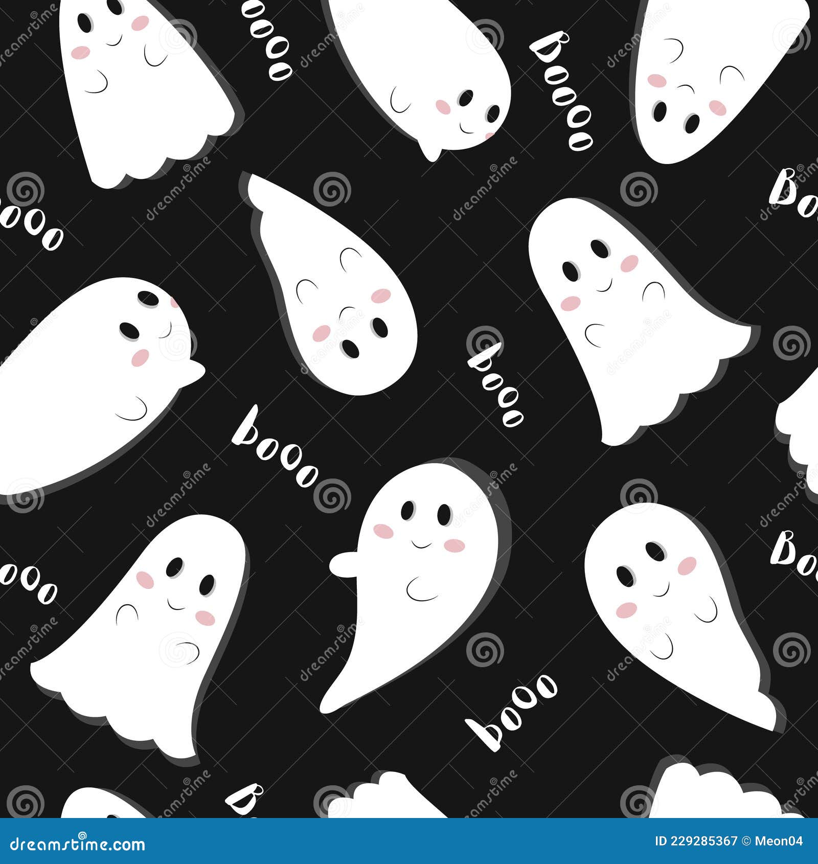 Set Of Cute Spooky Ghost Patterns On Colorful Backgrounds Cartoon ...