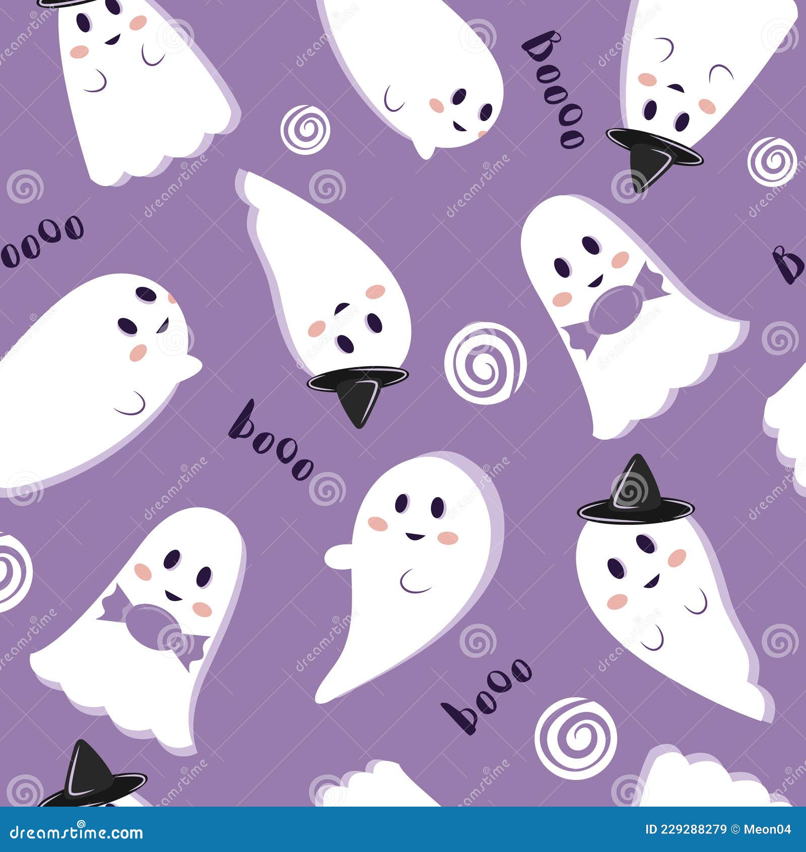 Ghost Pattern Vector Cartoon Scary Spooky Ghosted Character ...